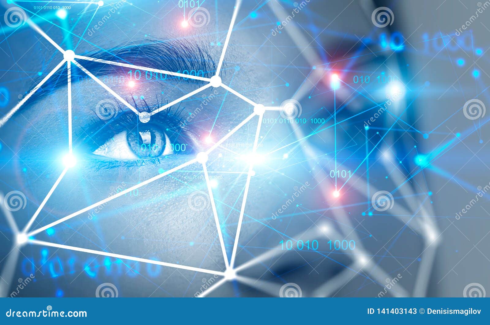 Young Woman Face, Biometric Verification Stock Image - Image of access ...