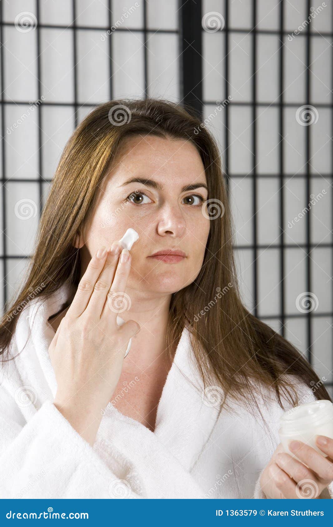 Young Woman with Face Cream Stock Image - Image of pretty, moisturiser ...