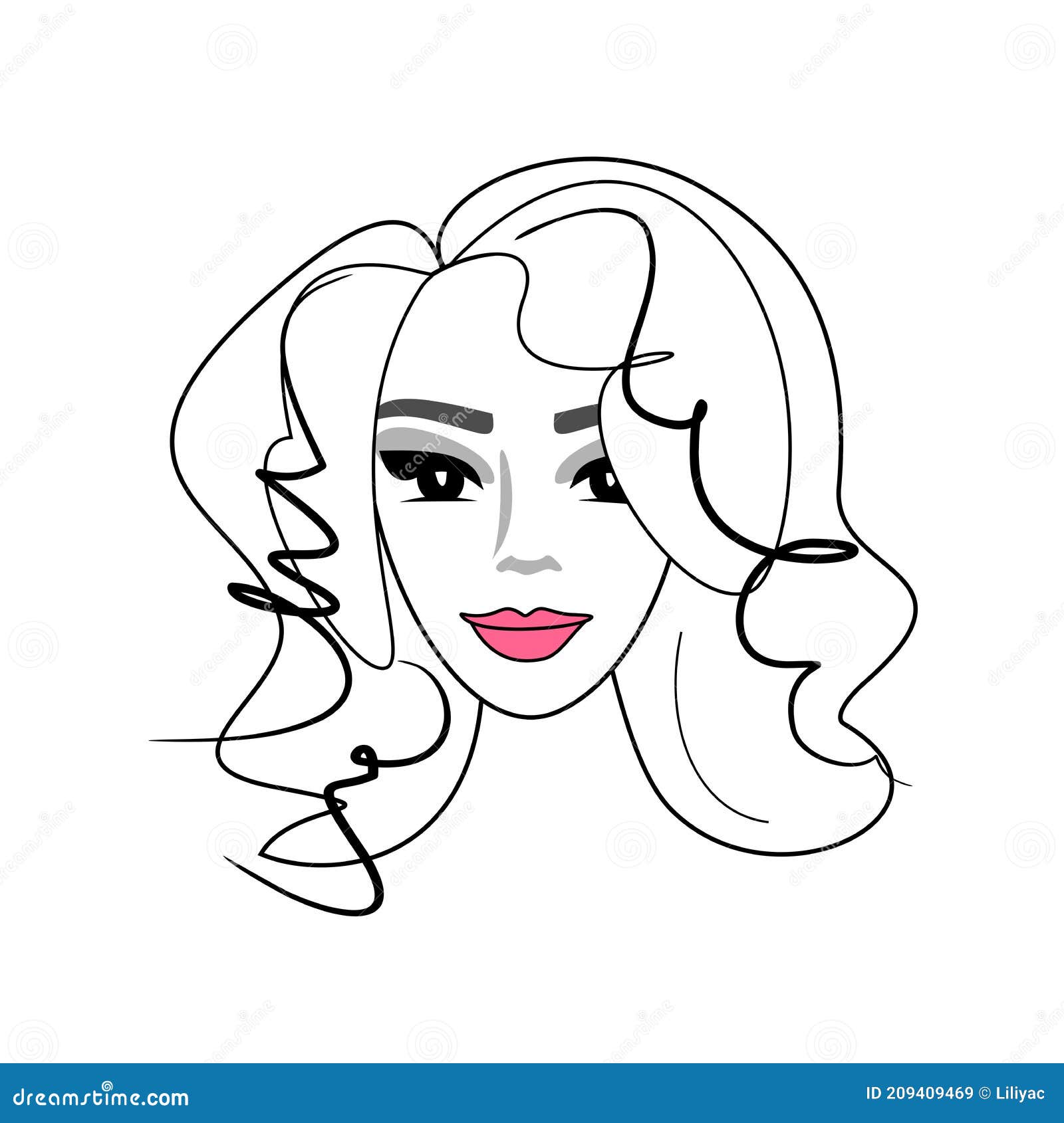 Young Woman Face - Vector Illustration Isolated on White Background ...