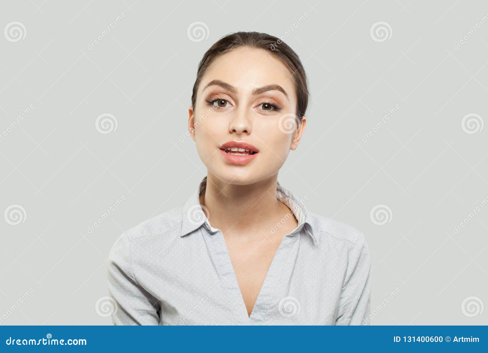 Young Woman Face on White Background Stock Photo - Image of confident ...