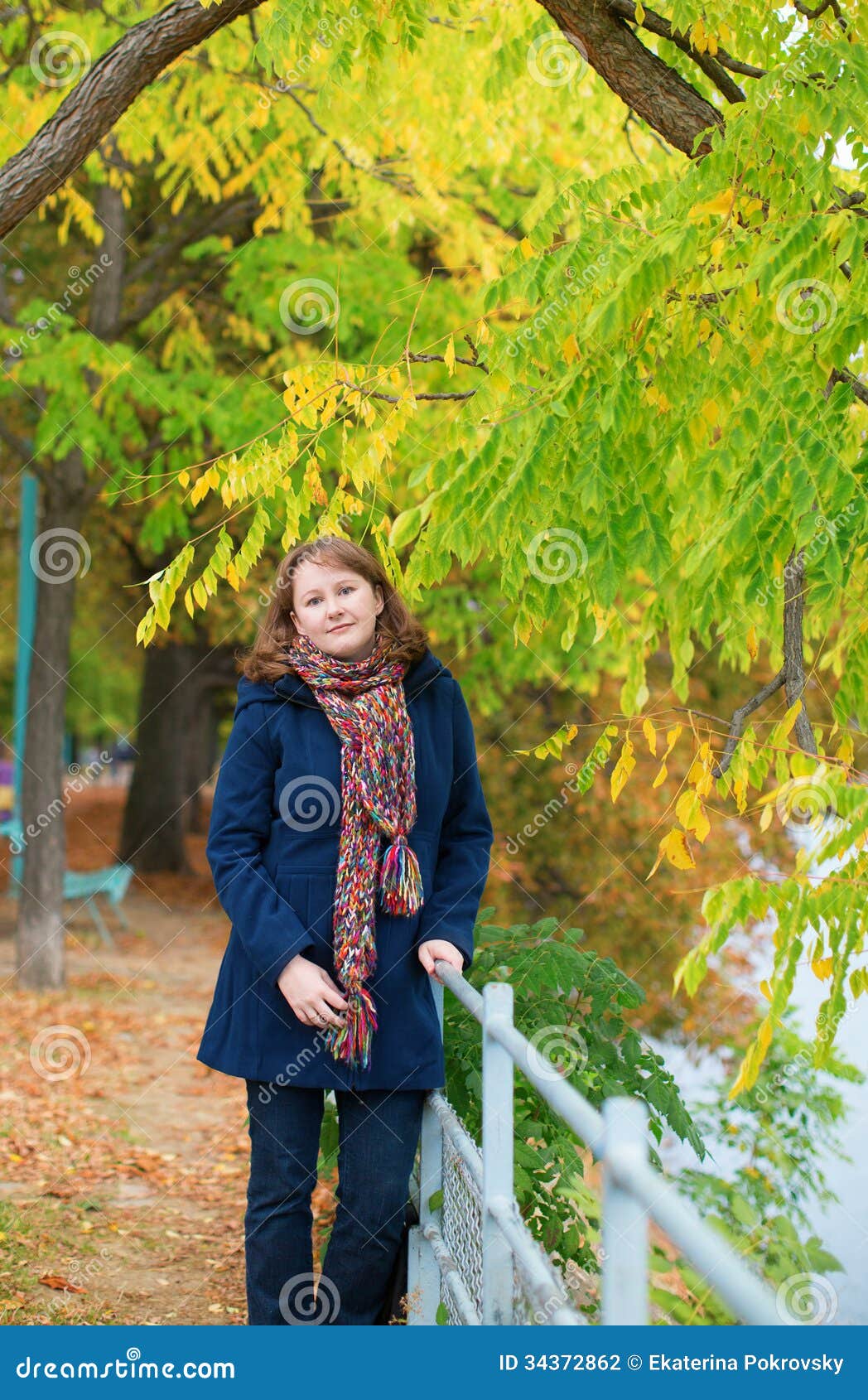 Young Woman on a Fall Day in Park Stock Photo - Image of vibrant, white ...