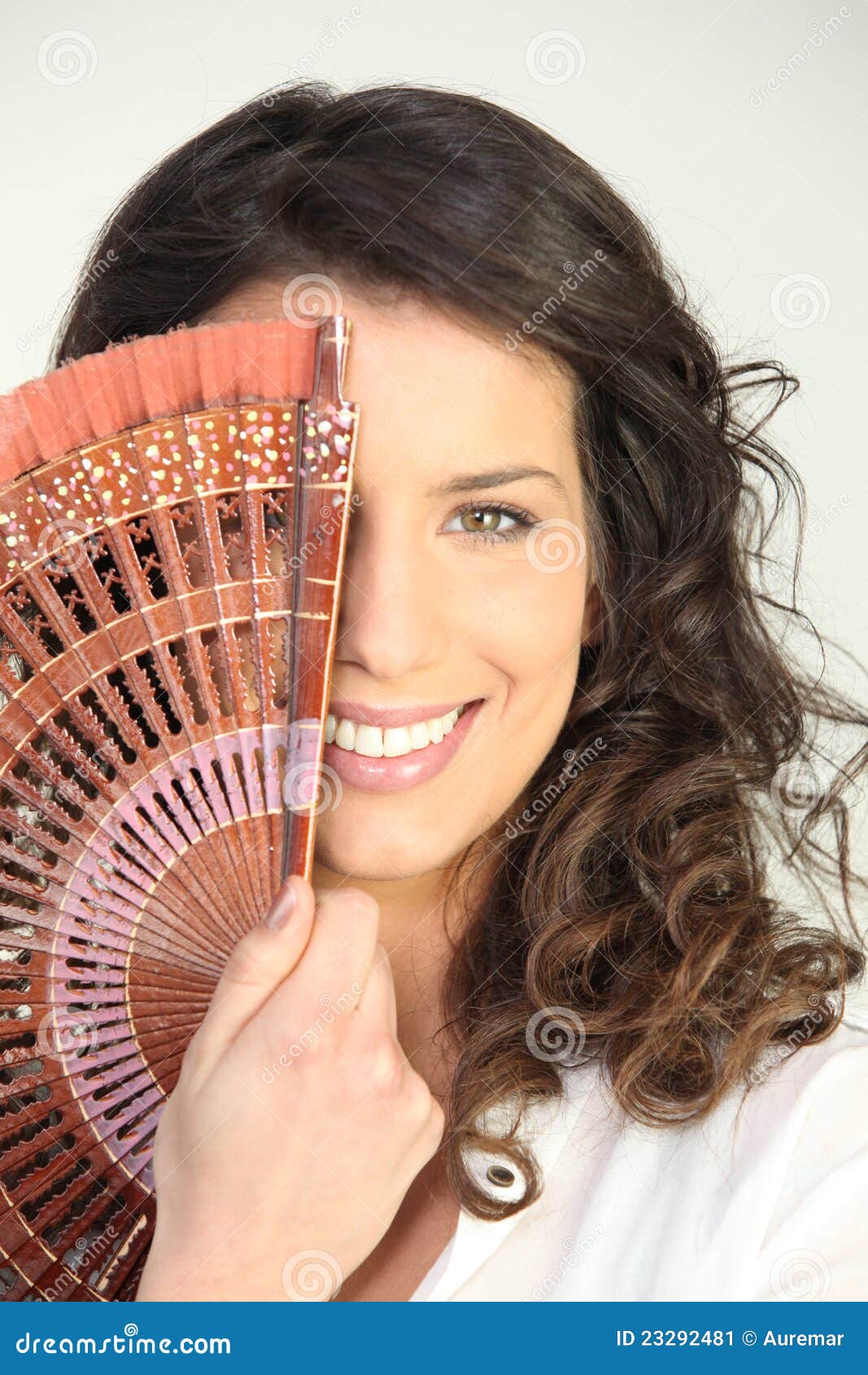 Young woman with a fan stock image. Image of caucasian - 23292481