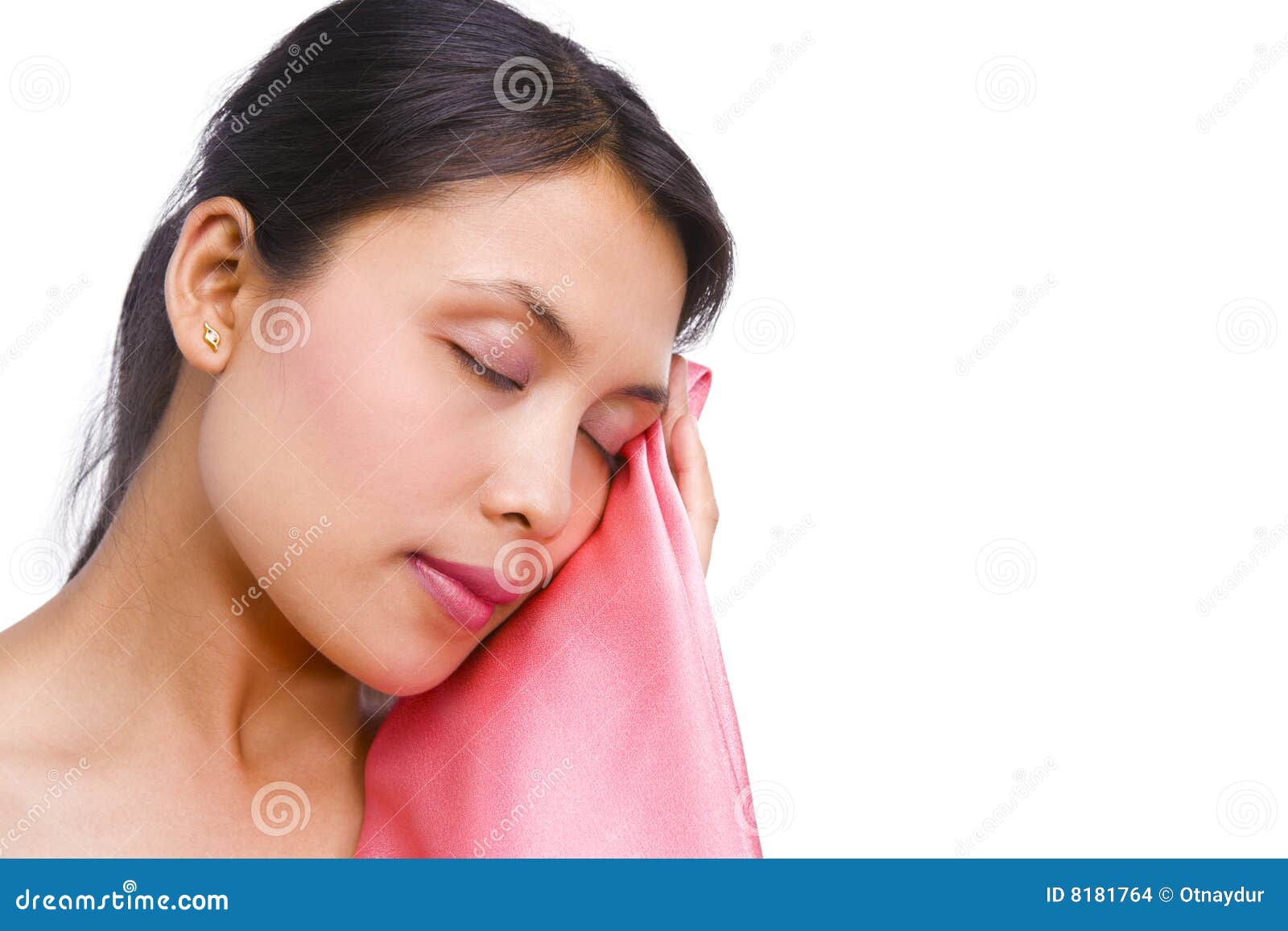 Young Woman Feel Comfort with Smooth Satin Stock Photo - Image of white ...