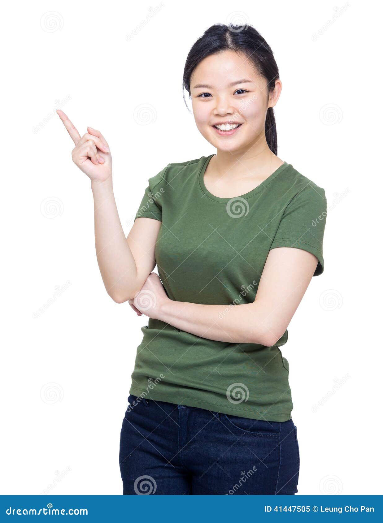 Young Woman Finger Point Up Stock Image - Image of japanese, finger ...