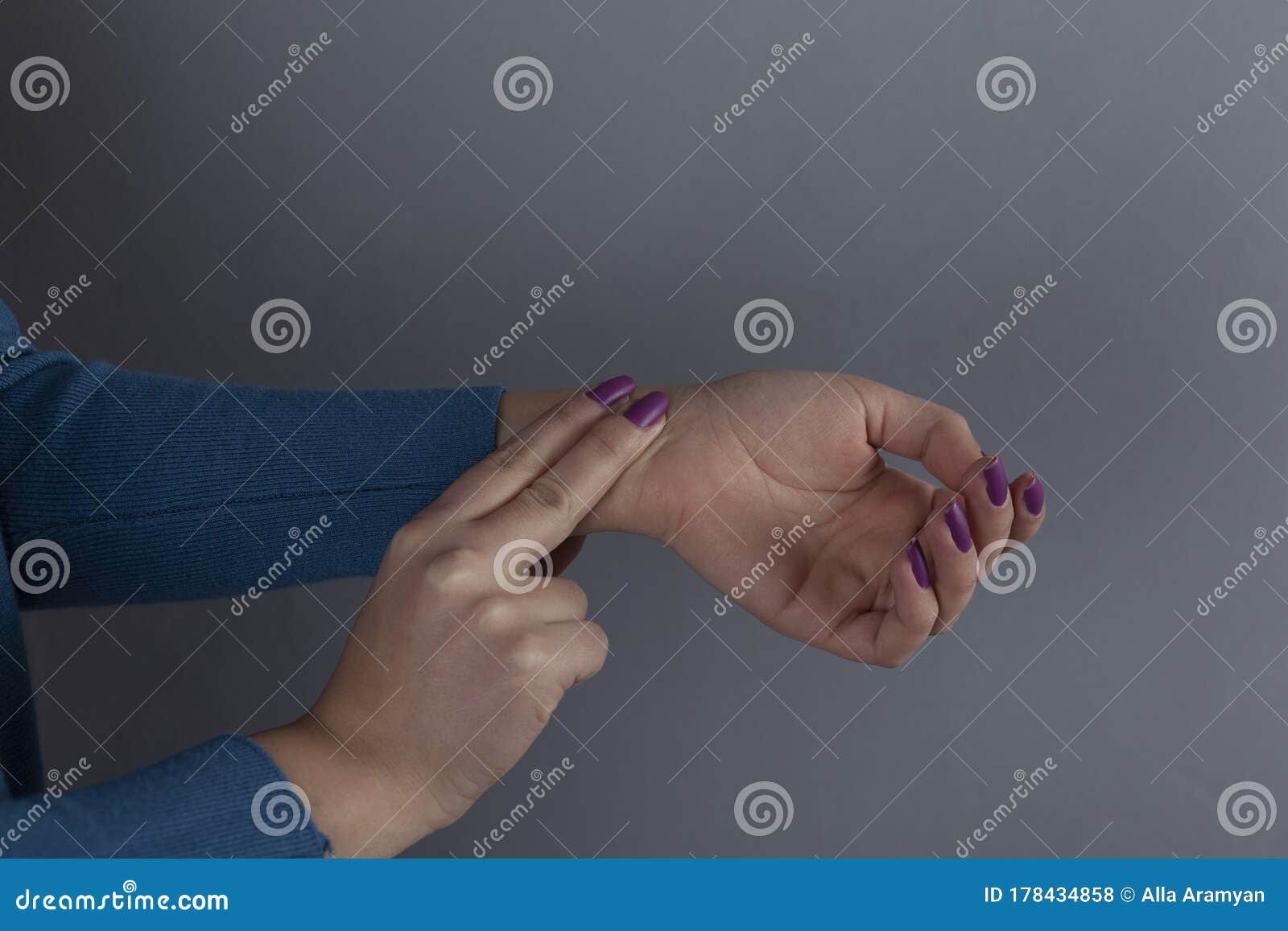 Woman finger in pulse stock photo. Image of concept - 178434858