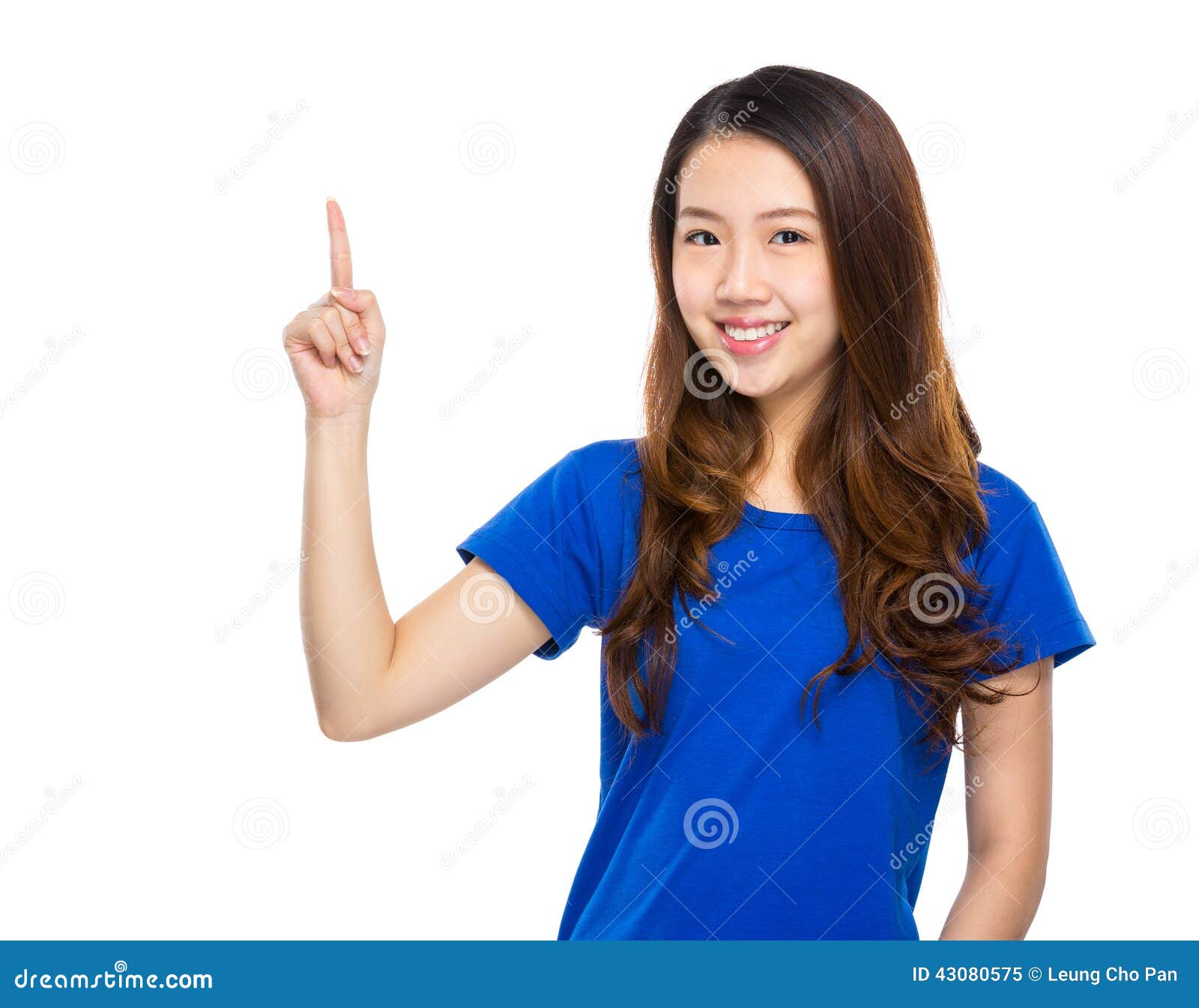 Young woman finger up stock image. Image of present, sweater - 43080575