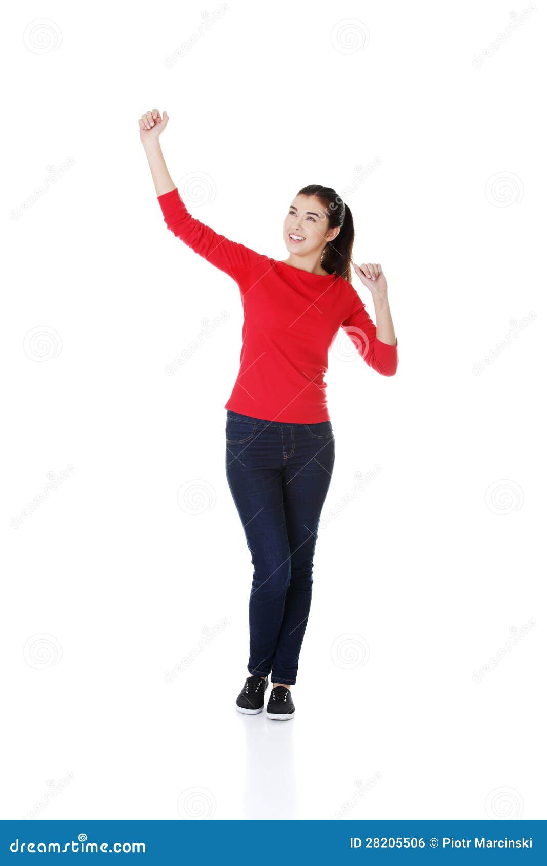 Young woman with fists up stock photo. Image of brunette - 28205506