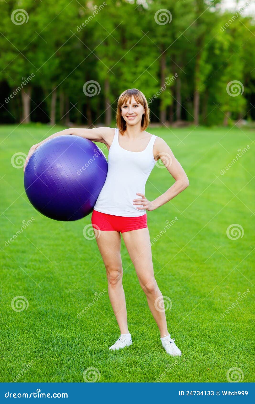 Young woman with fitball stock image. Image of diet, action - 24734133