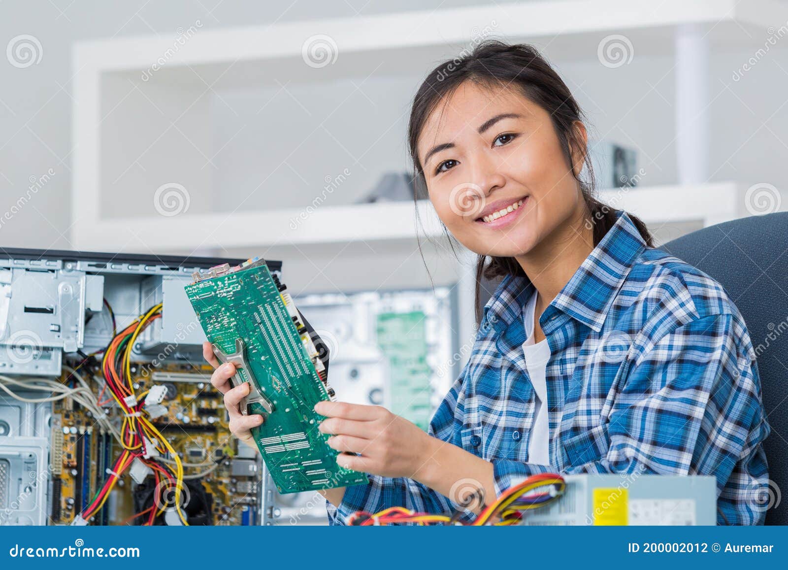 Young Woman Fixing Computer Stock Photo - Image of person, engineer ...