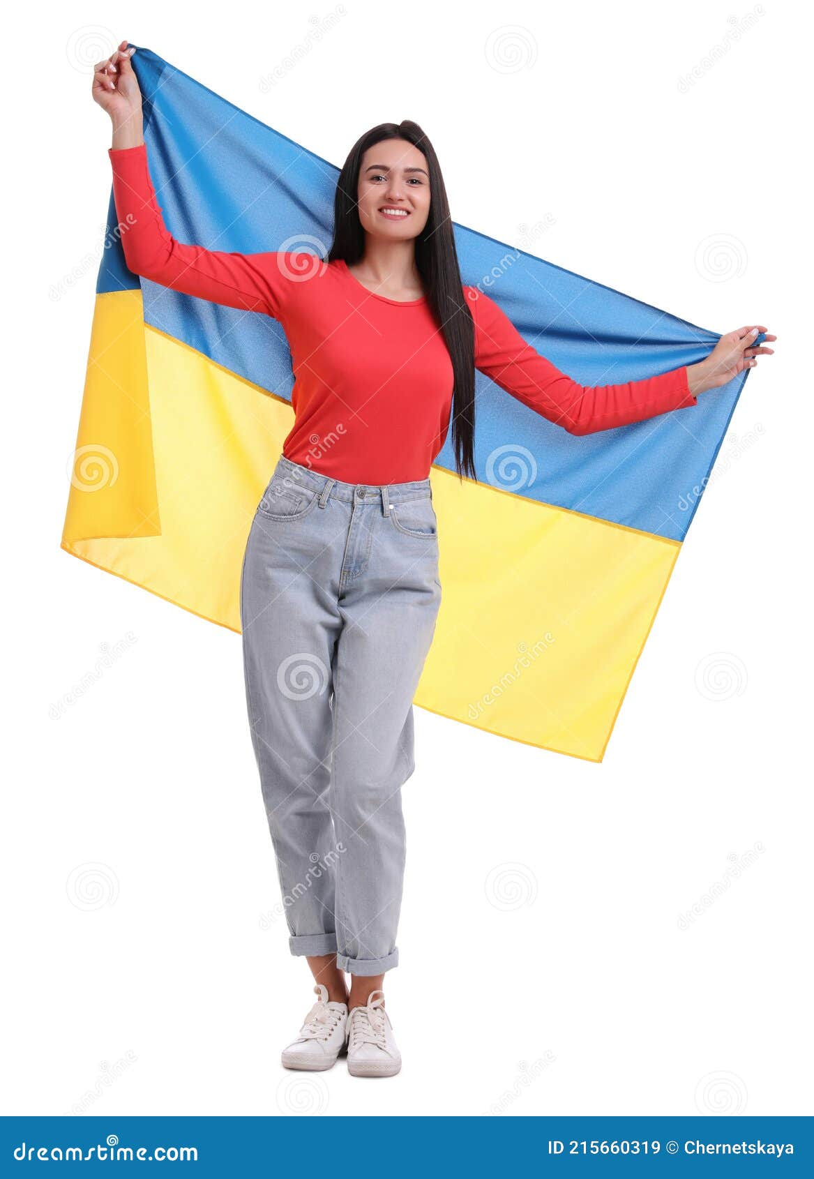 Young Woman with Flag of Ukraine on White Background Stock Image ...