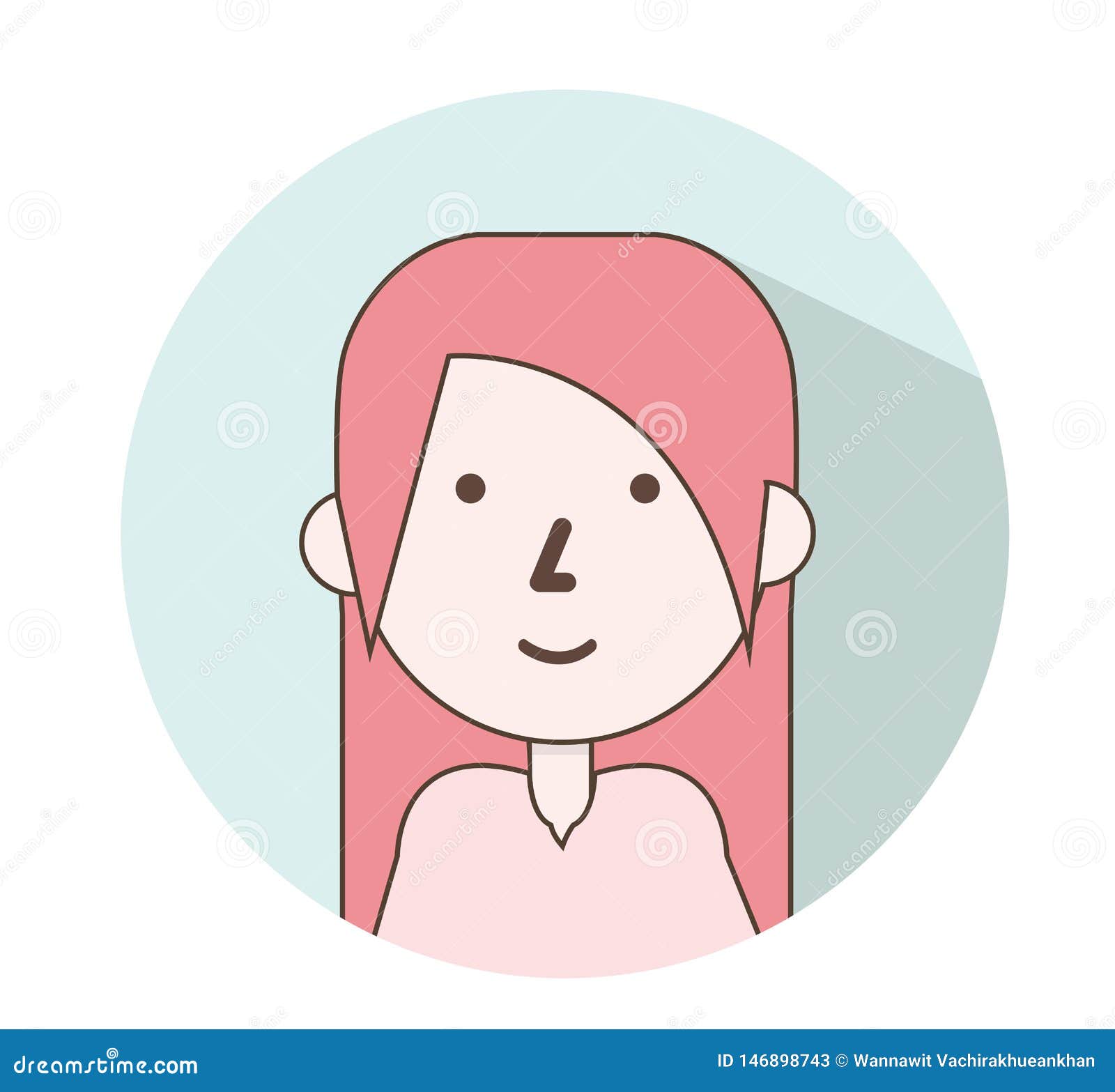 Young Woman Flat Design Icon Stock Vector - Illustration of female ...