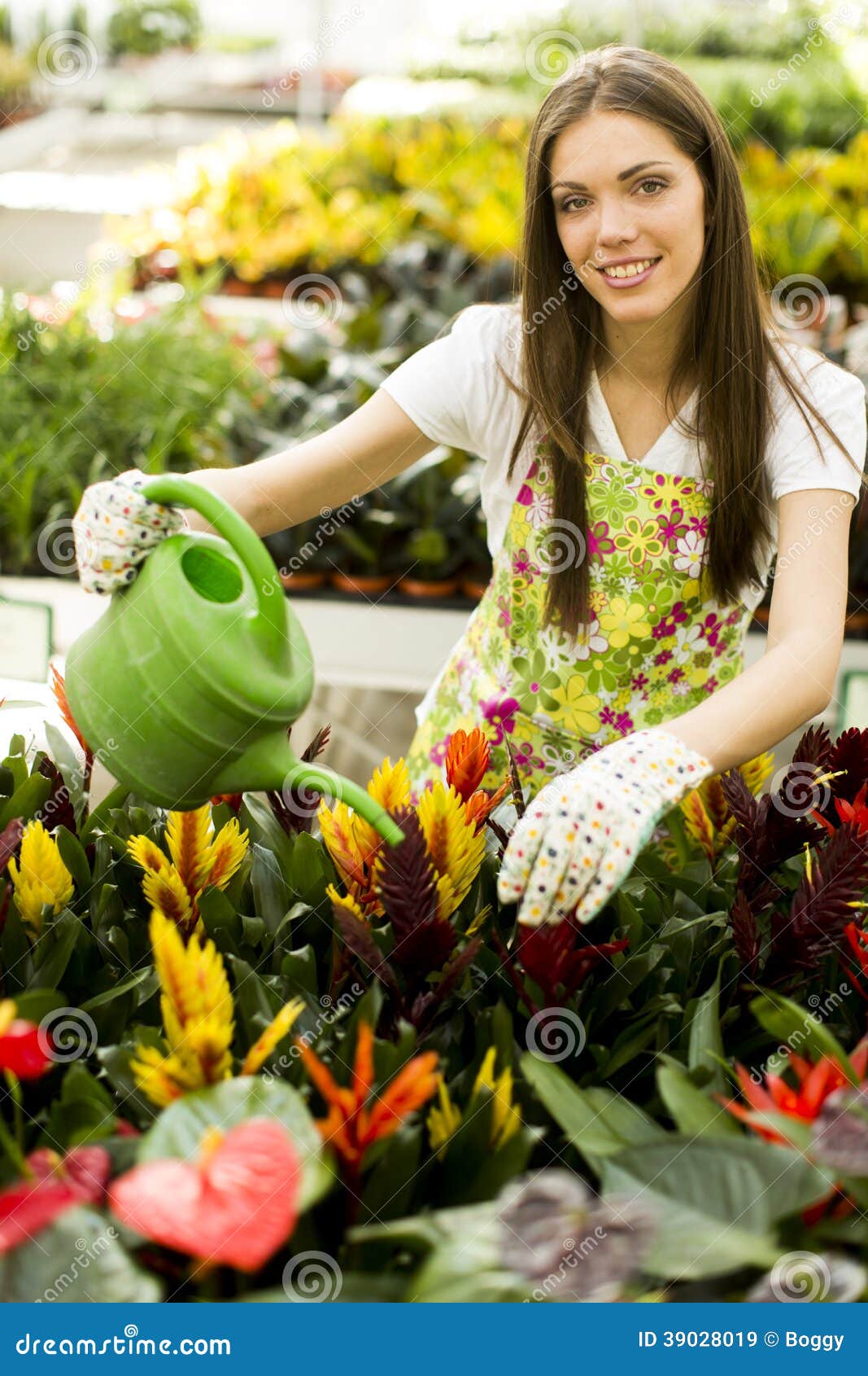 Young Woman in Flower Garden Stock Image - Image of growth, natural ...