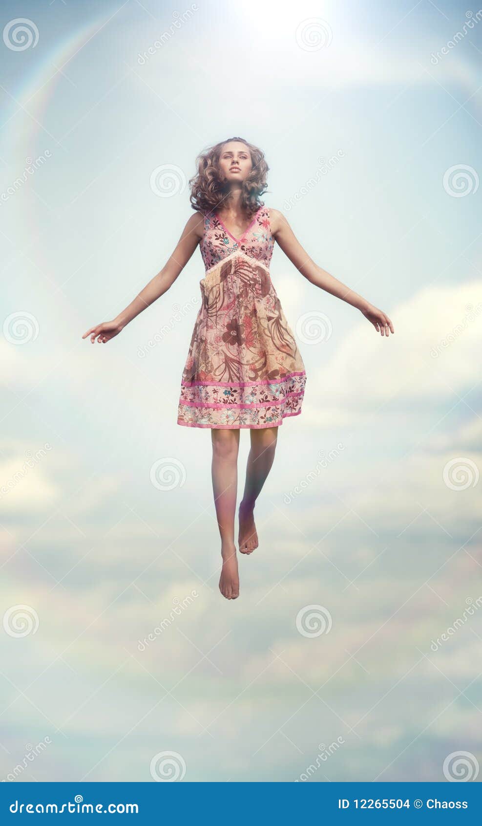 Young woman flying up stock photo. Image of front, romantic - 12265504