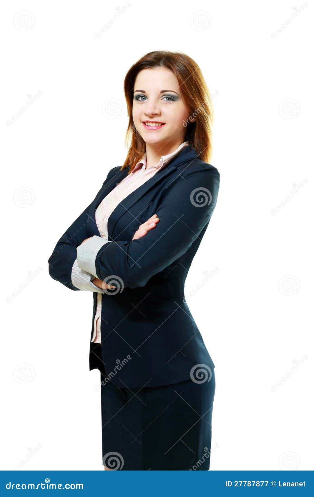 Young Woman with Folded Arms Stock Image - Image of business, head ...