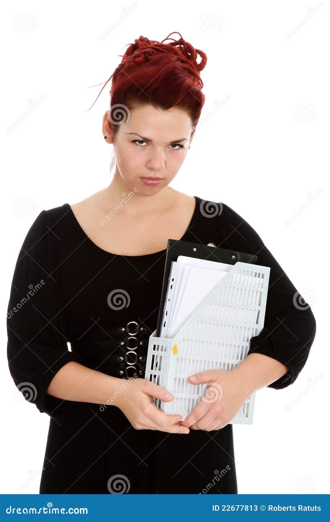 Young Woman with Folder of Documents Stock Image - Image of album ...