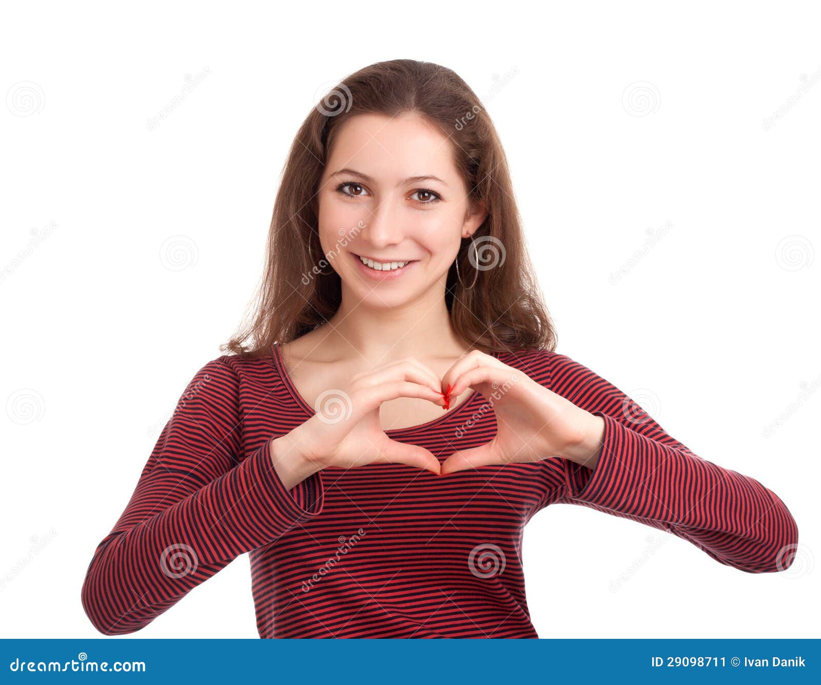 Young Woman Forming Heart Shape with Hands Stock Image - Image of ...