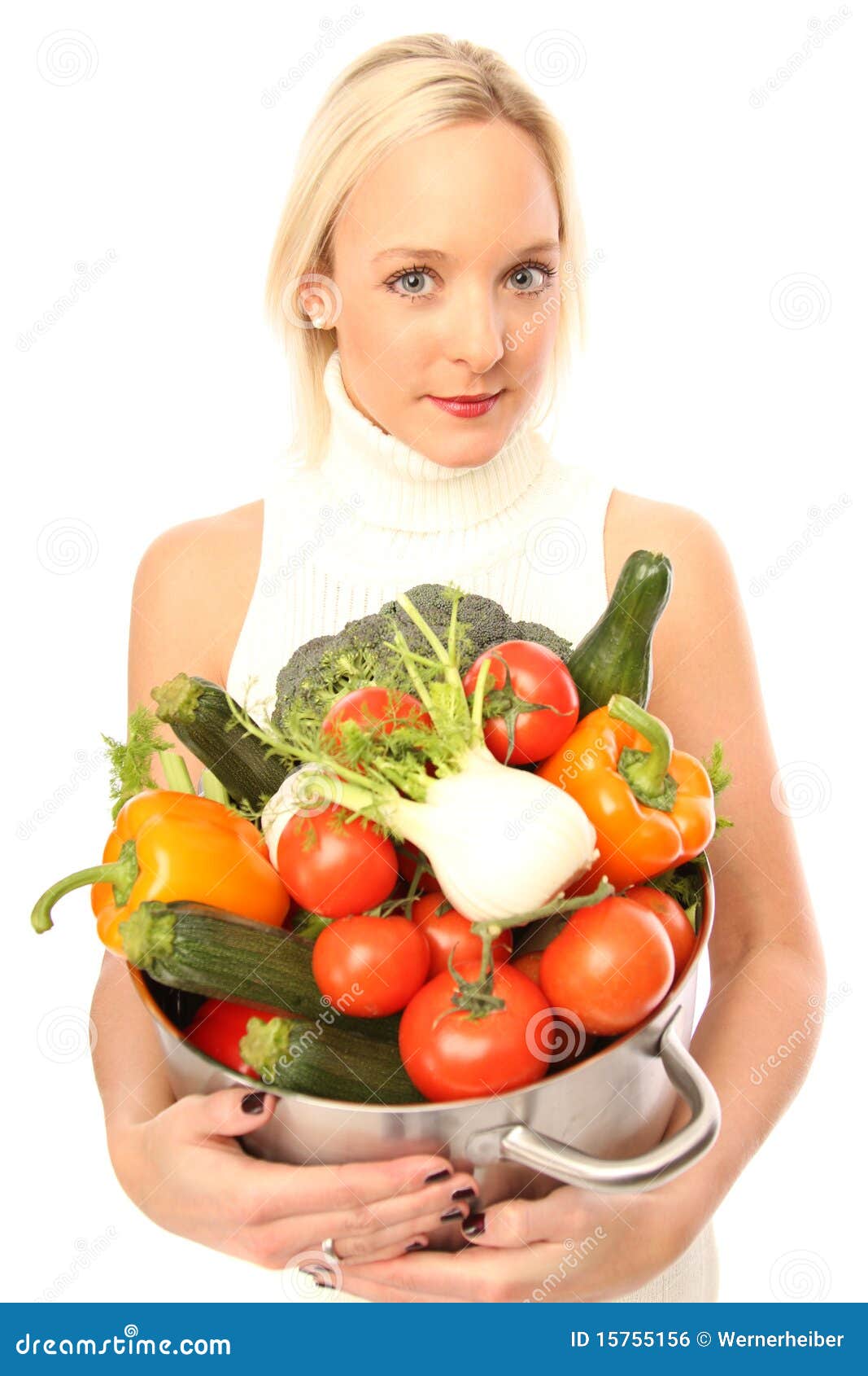 Young Woman with Fresh Vegetables Stock Photo - Image of fresh, white ...