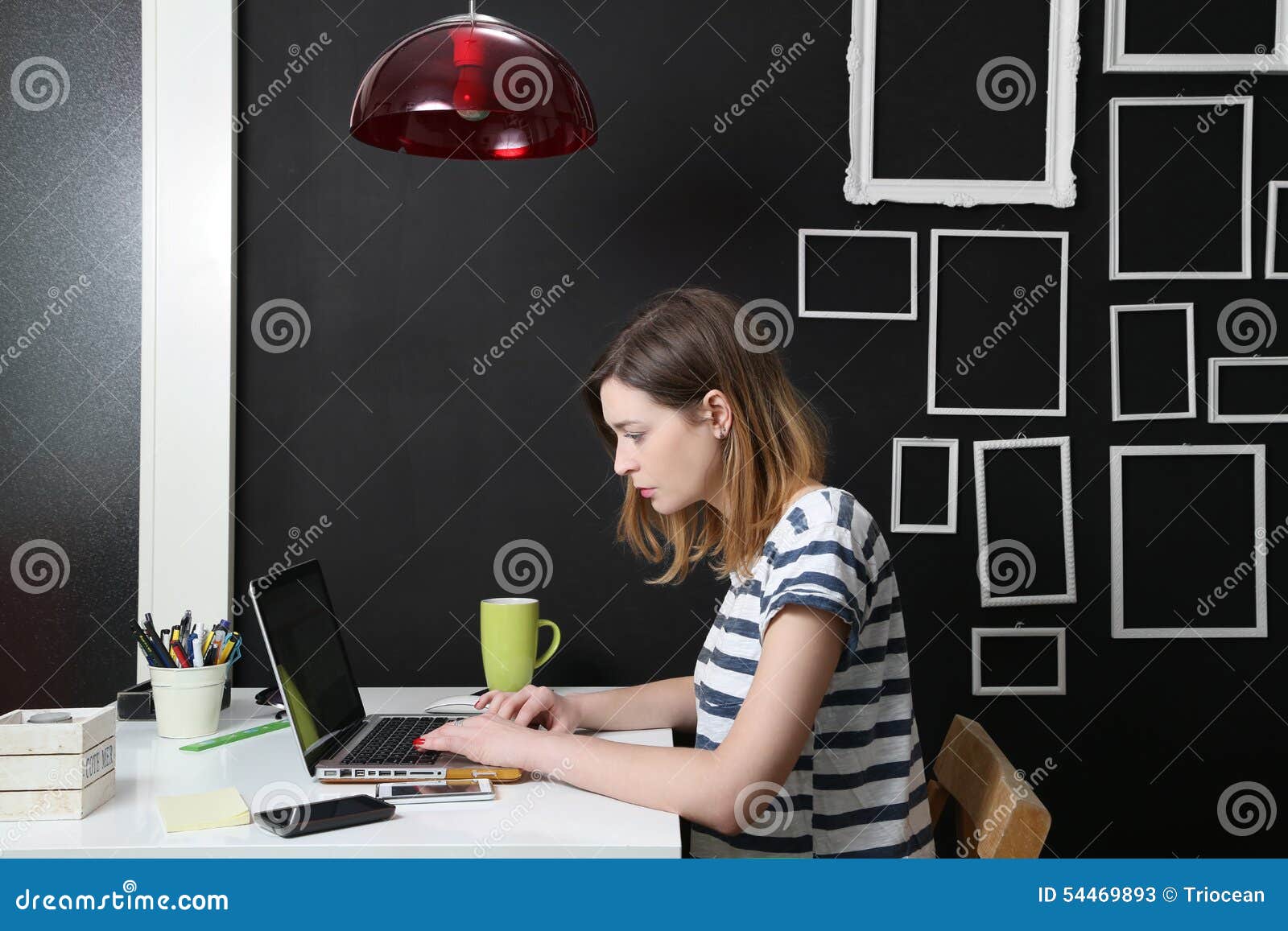 Young Woman in Front of Laptop Stock Image - Image of front, lifestyle ...