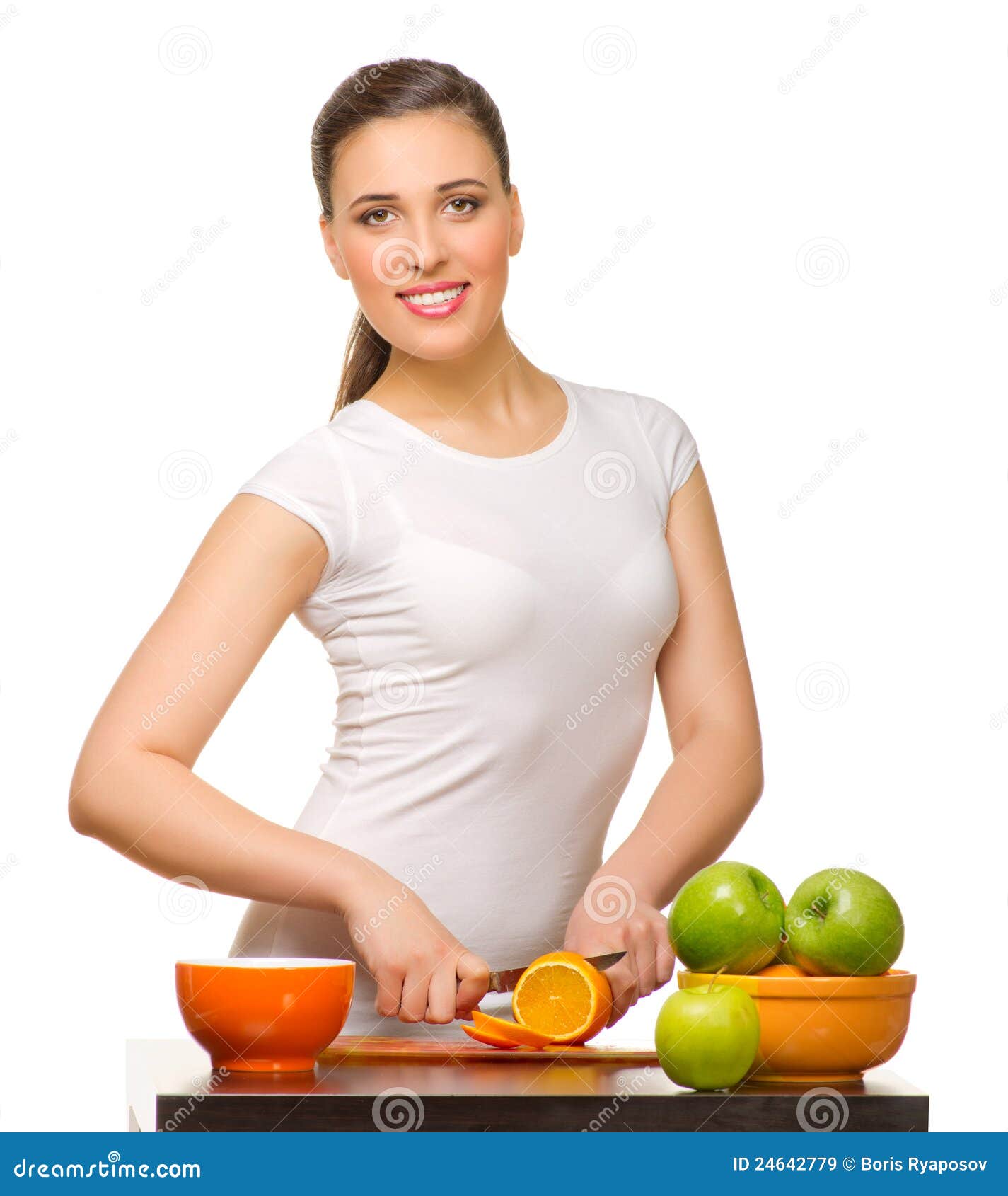 Young woman with fruits stock image. Image of fruit, happy - 24642779