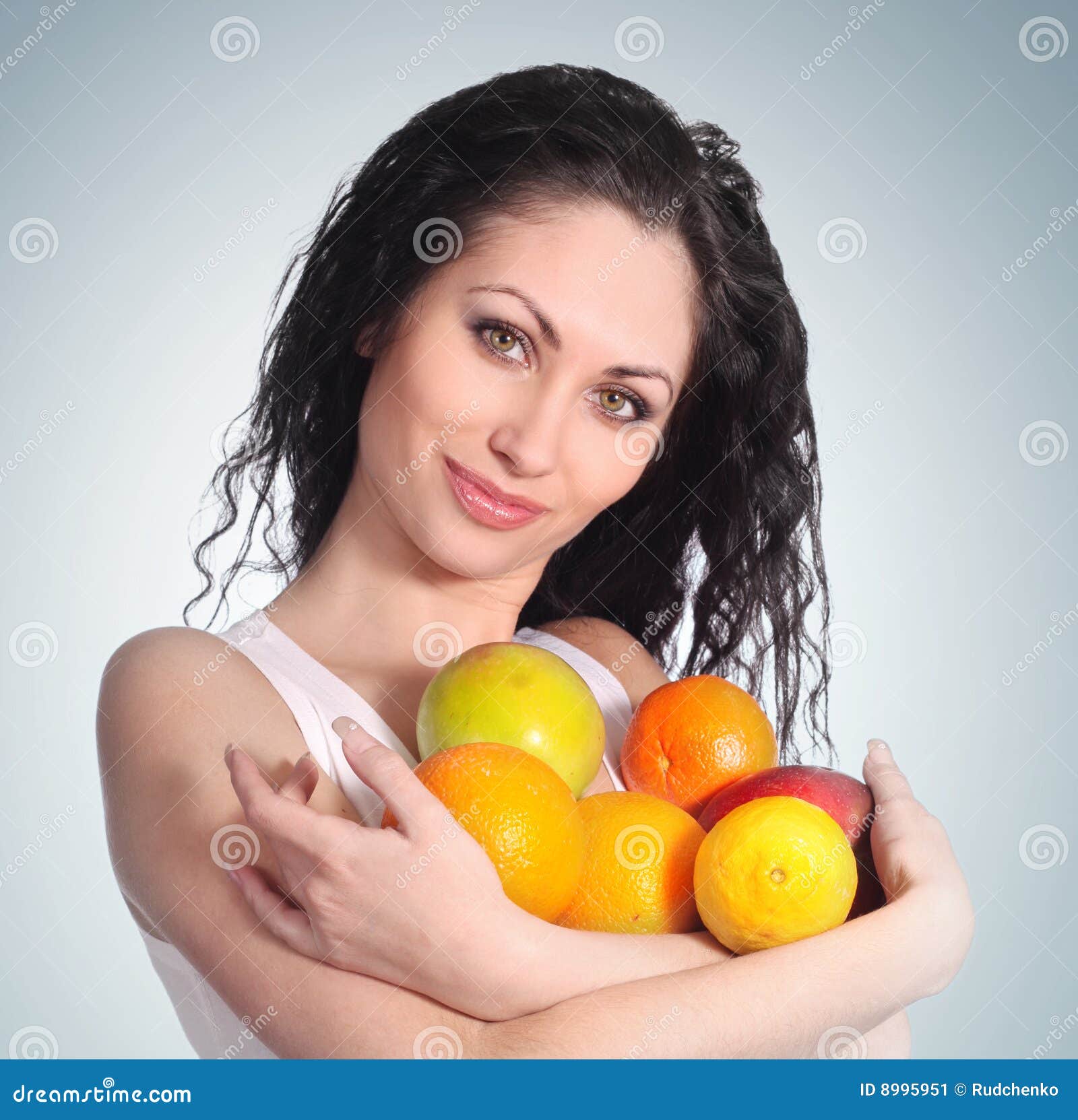 Young woman with fruits stock image. Image of beautiful - 8995951
