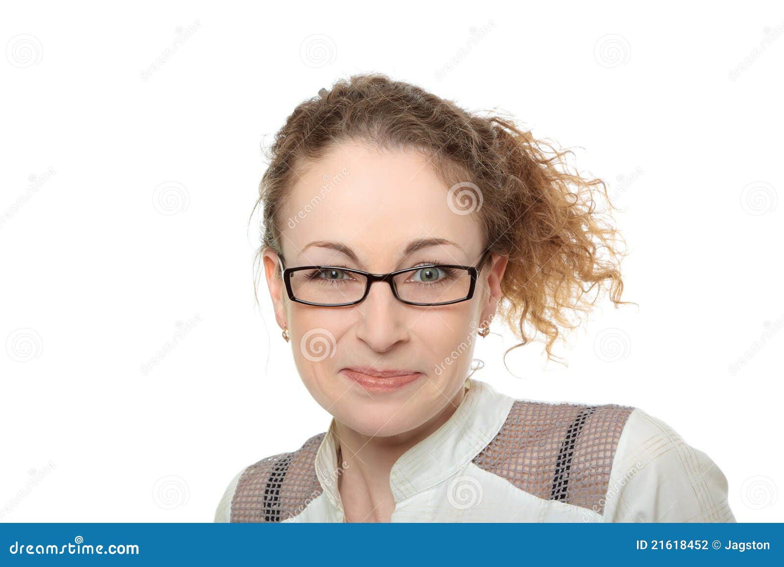 Young Woman Funny Surprised Look on White Stock Photo - Image of headed ...
