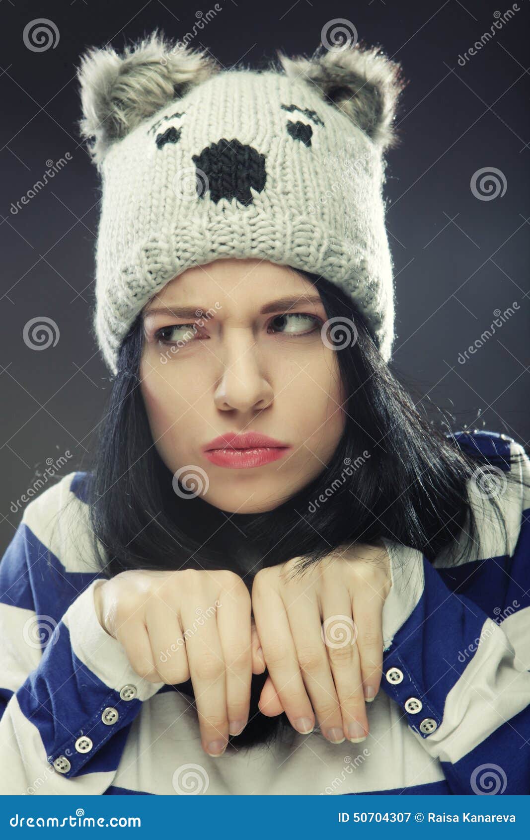 Young Woman in Funny Winter Hat Stock Image - Image of laughing, happy ...