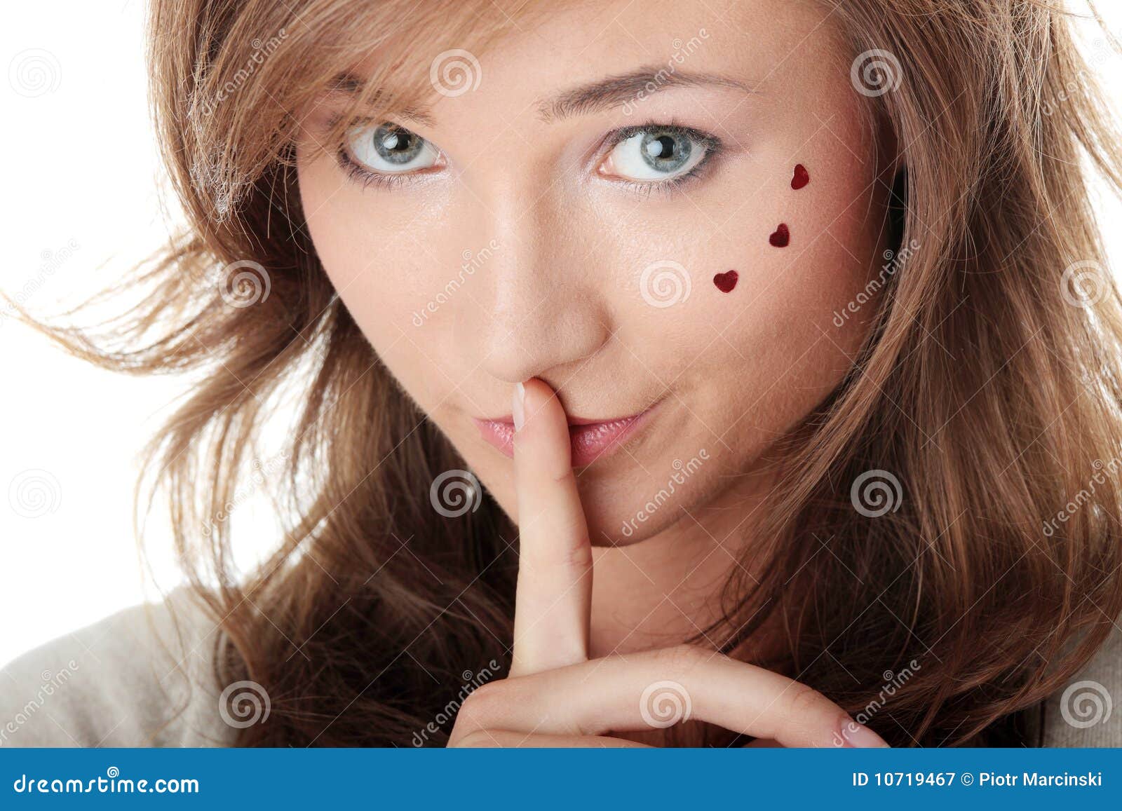 Young Woman Gesturing for Quiet or Shushing Stock Image - Image of cute ...