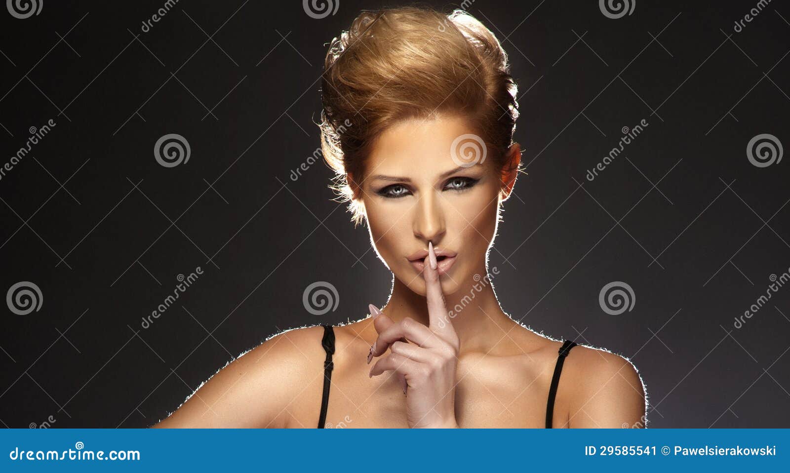 Young Woman Gesturing for Quiet or Shushing Stock Image - Image of girl ...