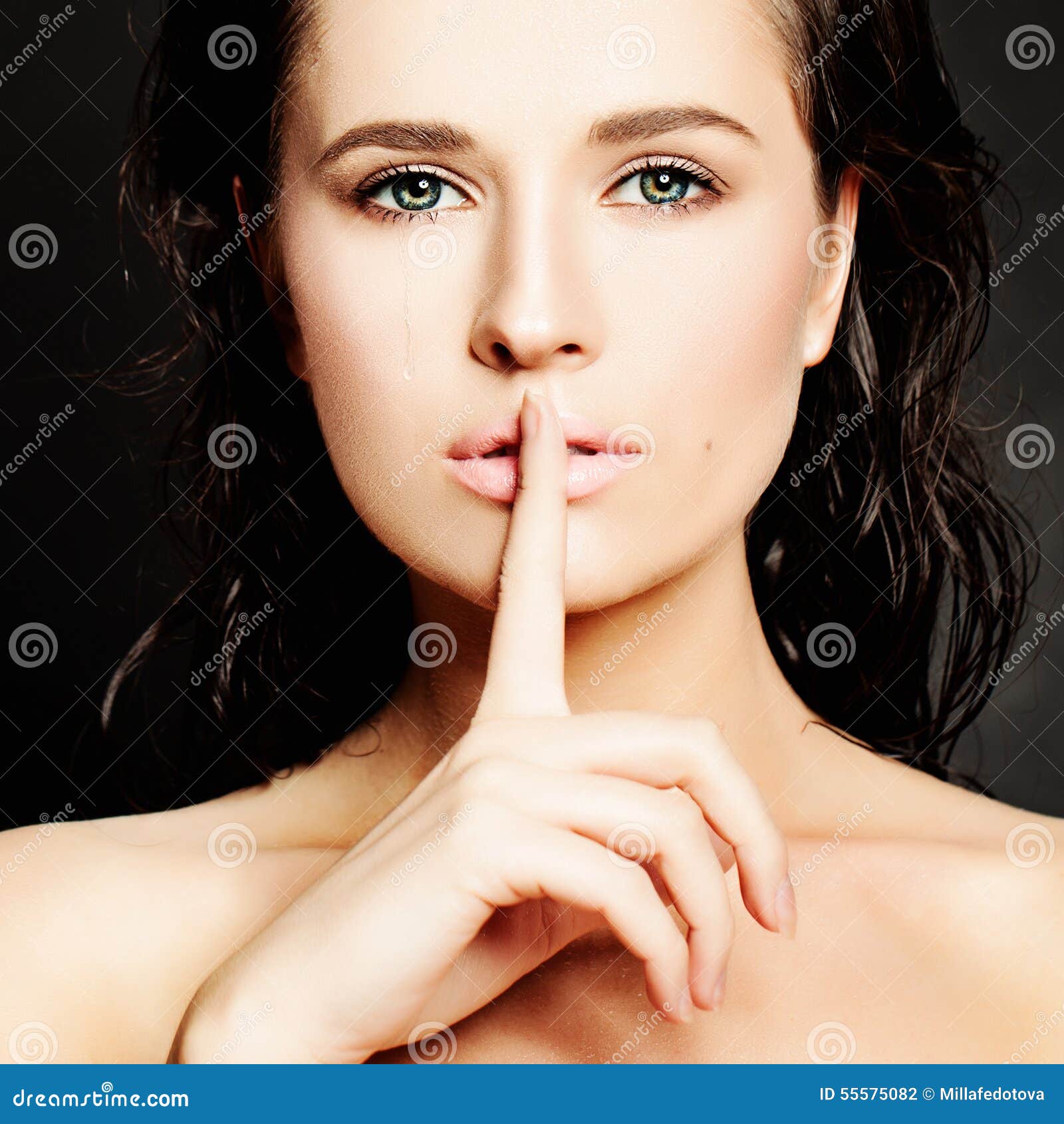 Young Woman Gesturing for Quiet or Shushing Stock Photo - Image of ...