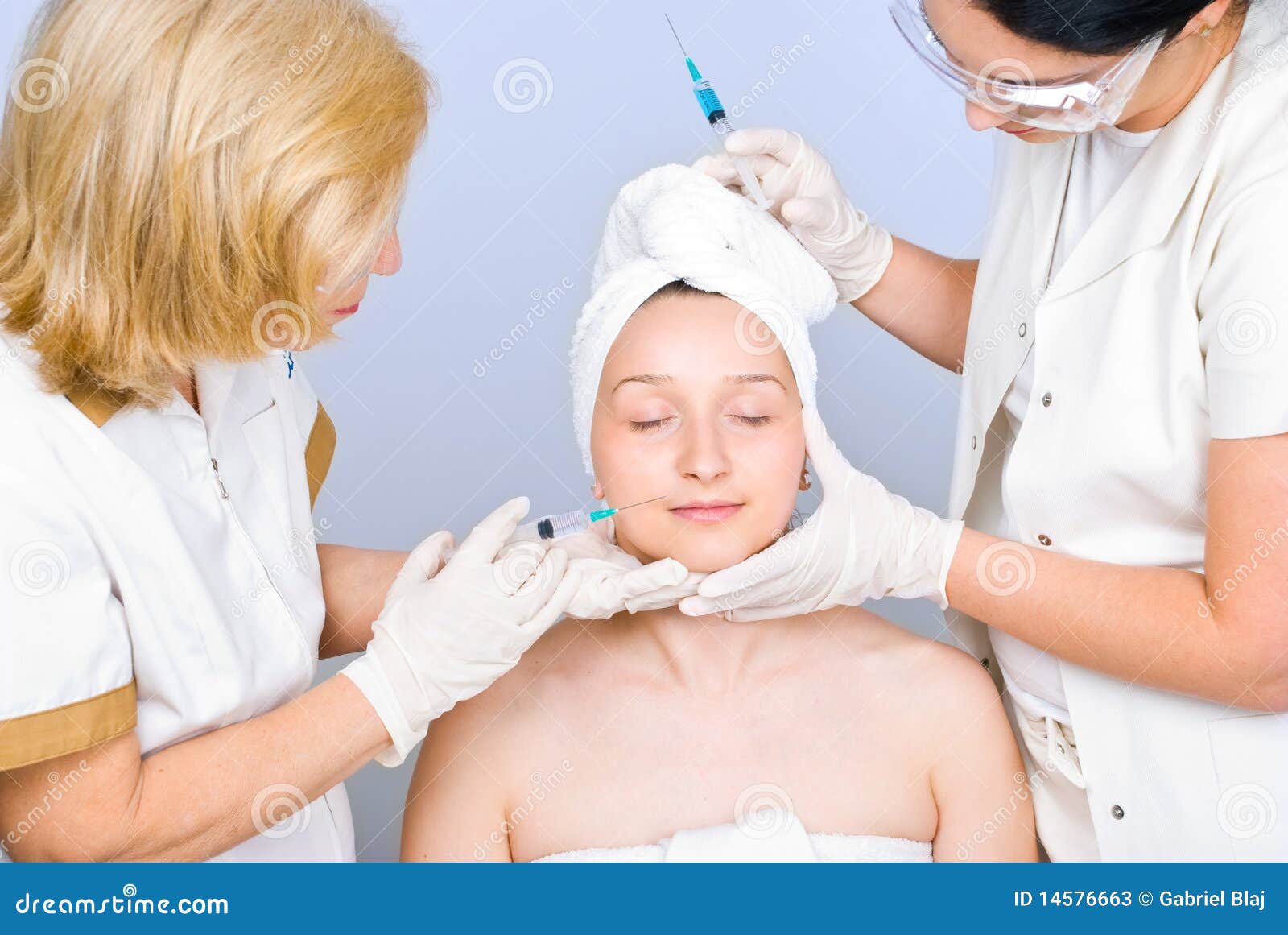 Young Woman Getting Botox Injections Stock Image - Image of gloves ...