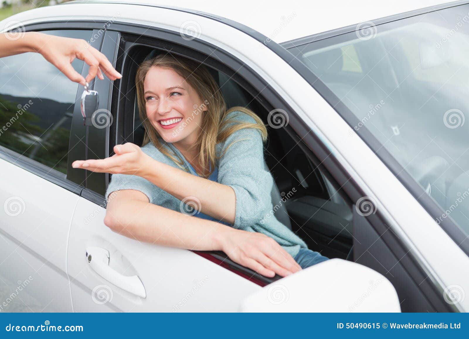 Young Woman Getting Her New Car Key Stock Image - Image of woman ...