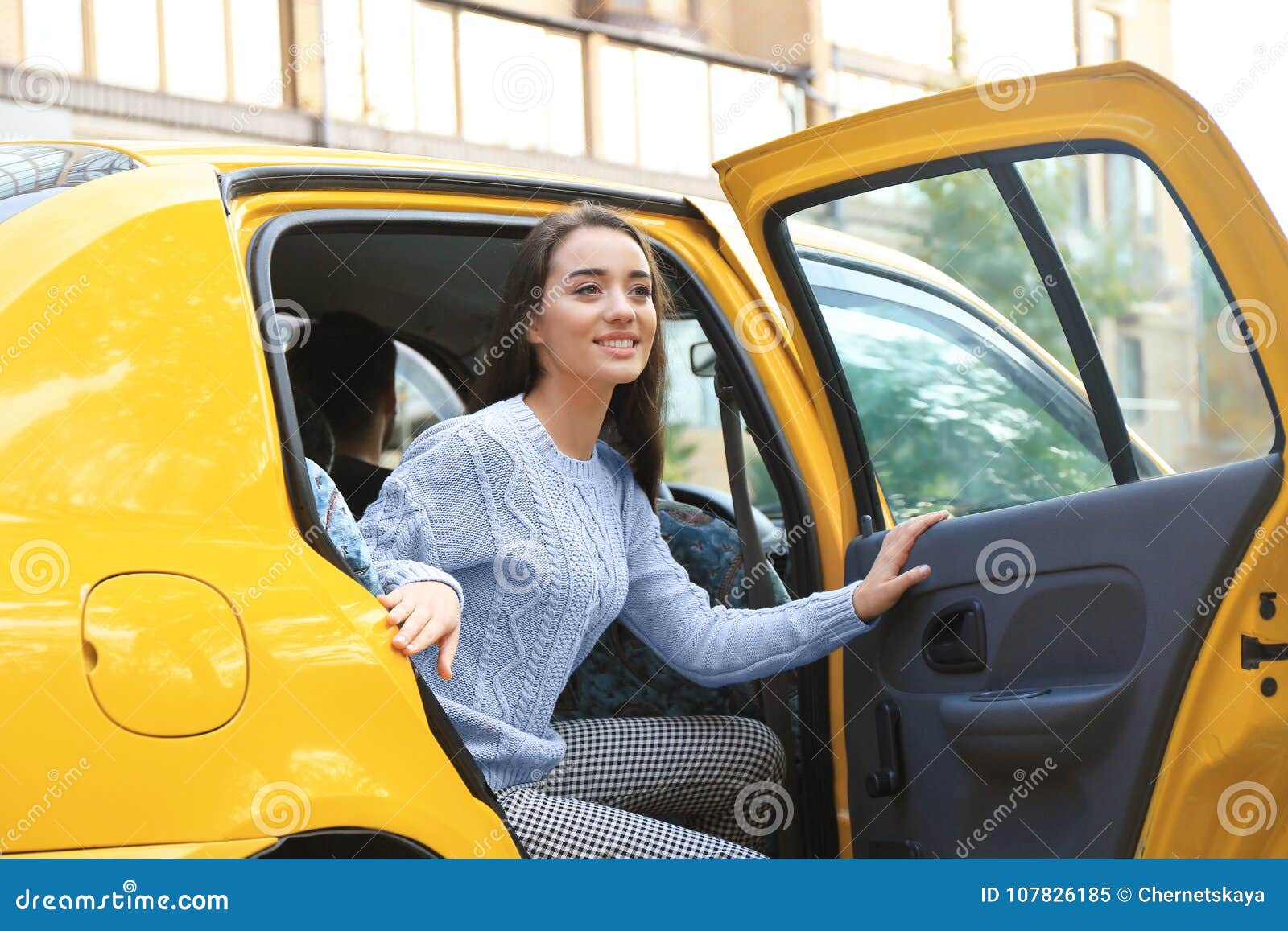 Young Woman Getting Out of Taxi Stock Image - Image of city, tourism ... Young Woman Getting Out of Taxi Stock Image - Image of city, tourism ...