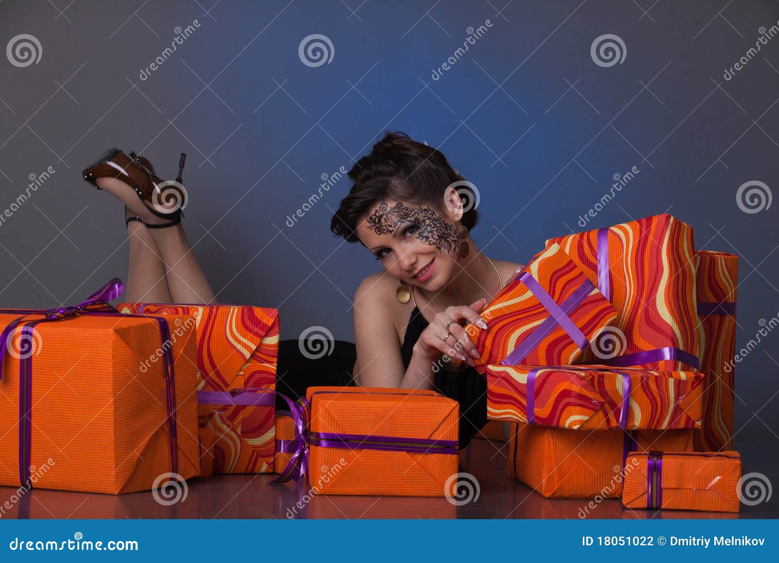 Young Woman with Gift Boxes. Stock Photo - Image of luxury, festive ...