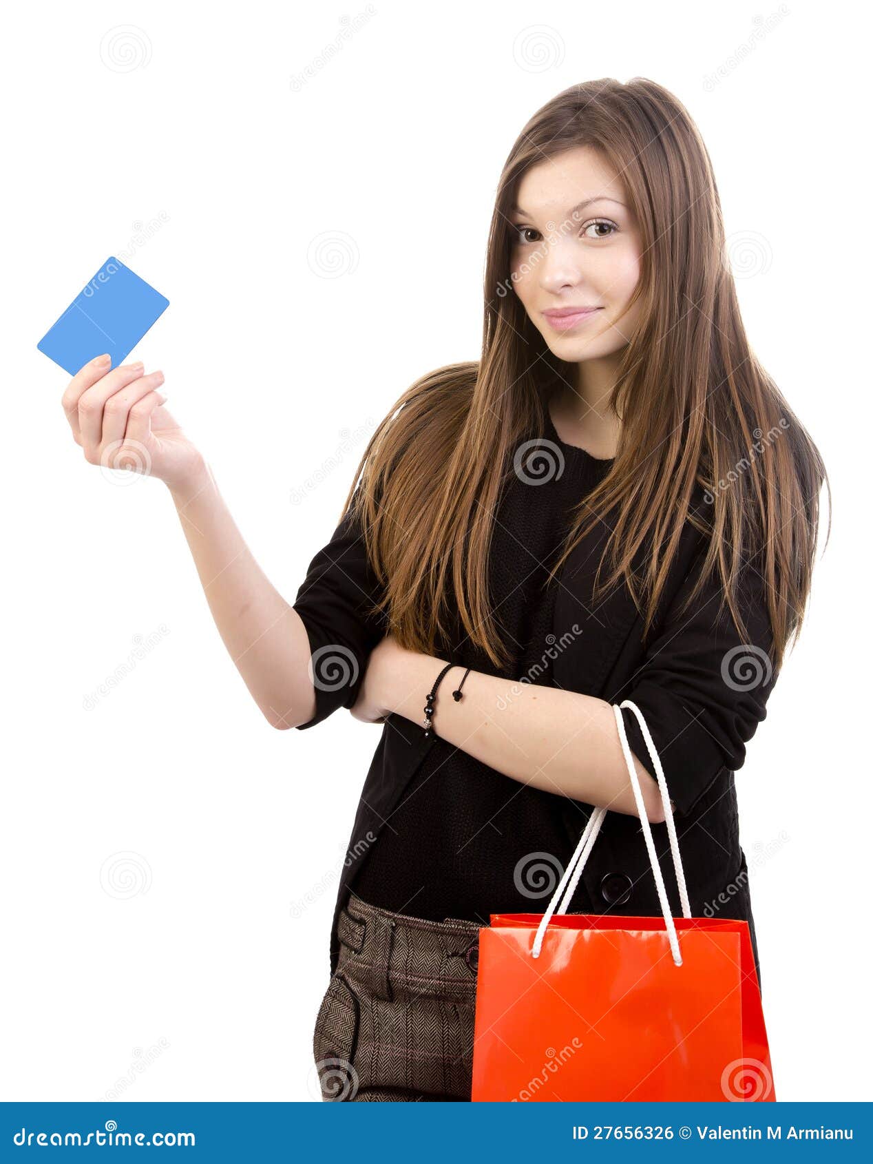Young Woman with Gift Card stock photo. Image of person - 27656326