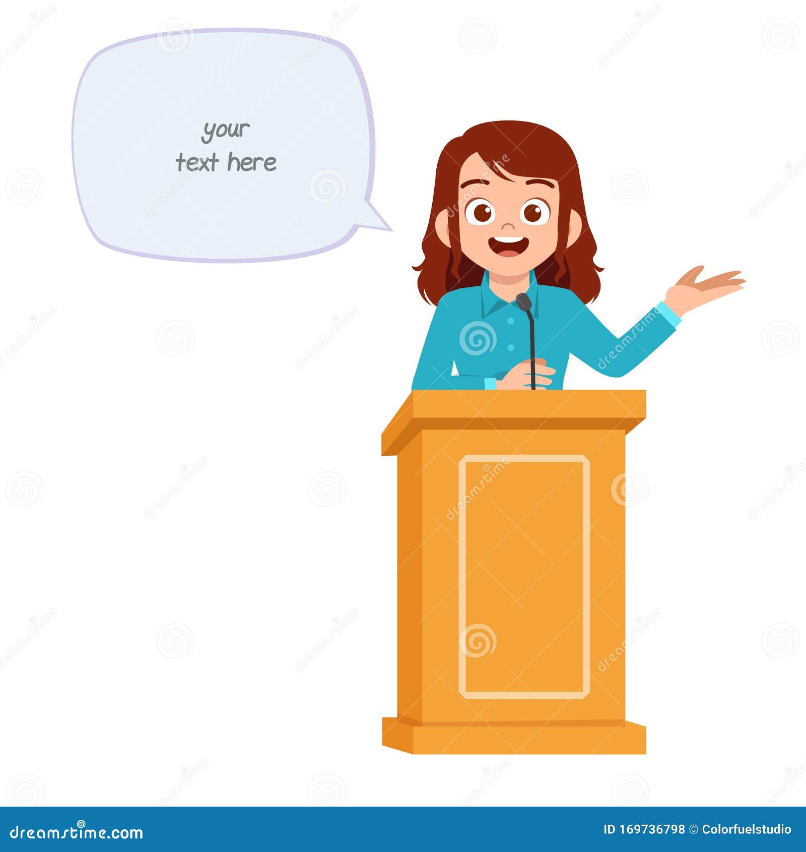 Young Woman Give Good Speech on Podium Stock Vector - Illustration of ...