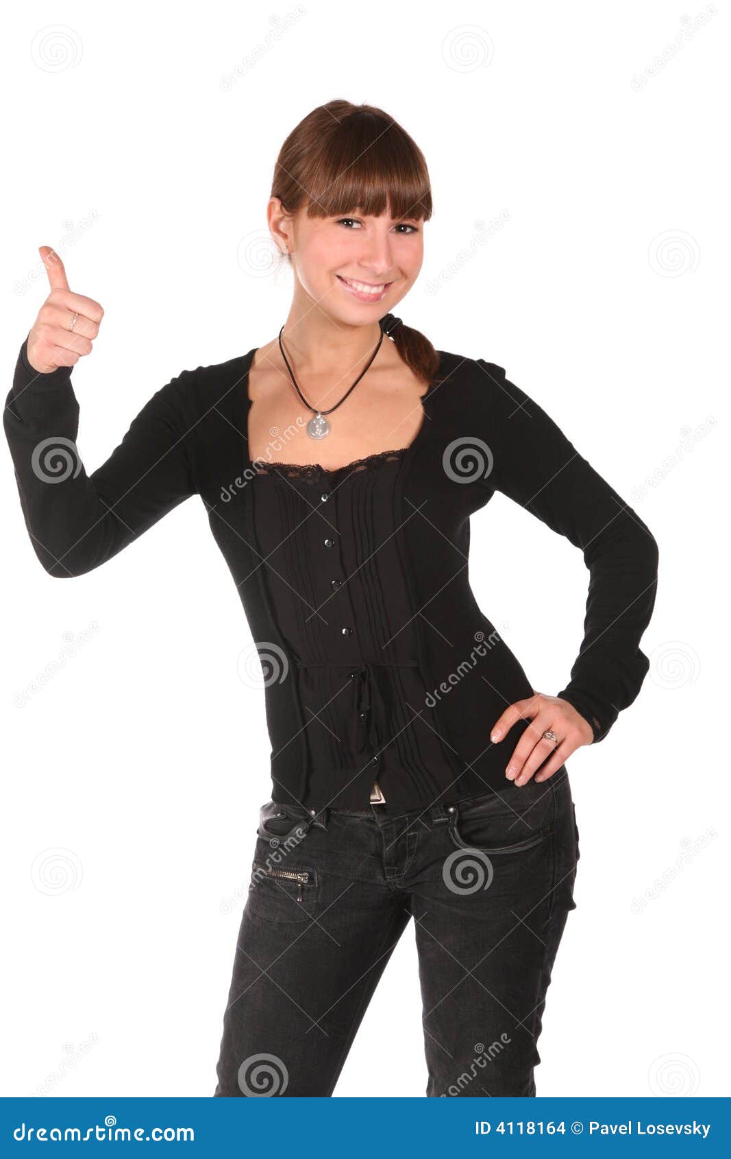 Young woman gives gesture stock photo. Image of desire - 4118164