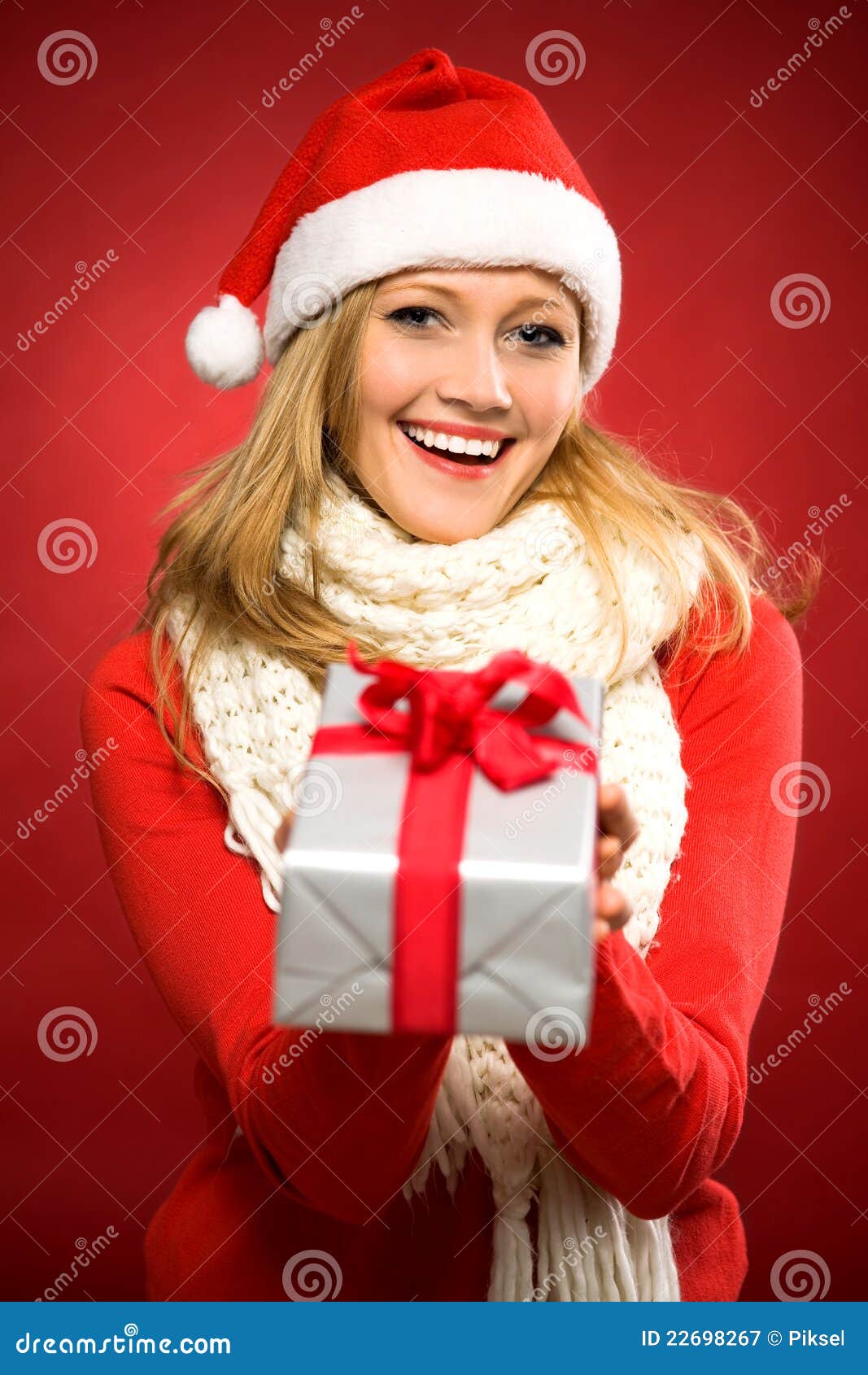 Young Woman Giving Christmas Gift Stock Image - Image of positive ...