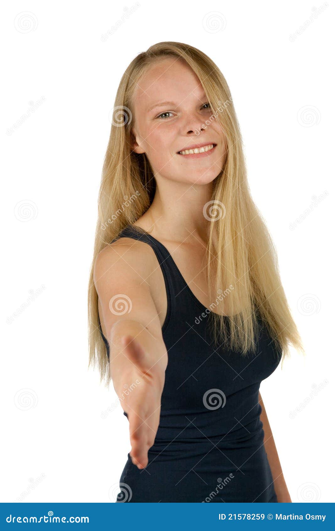 Young Woman Giving Hand for Handshake Stock Image - Image of cute ...