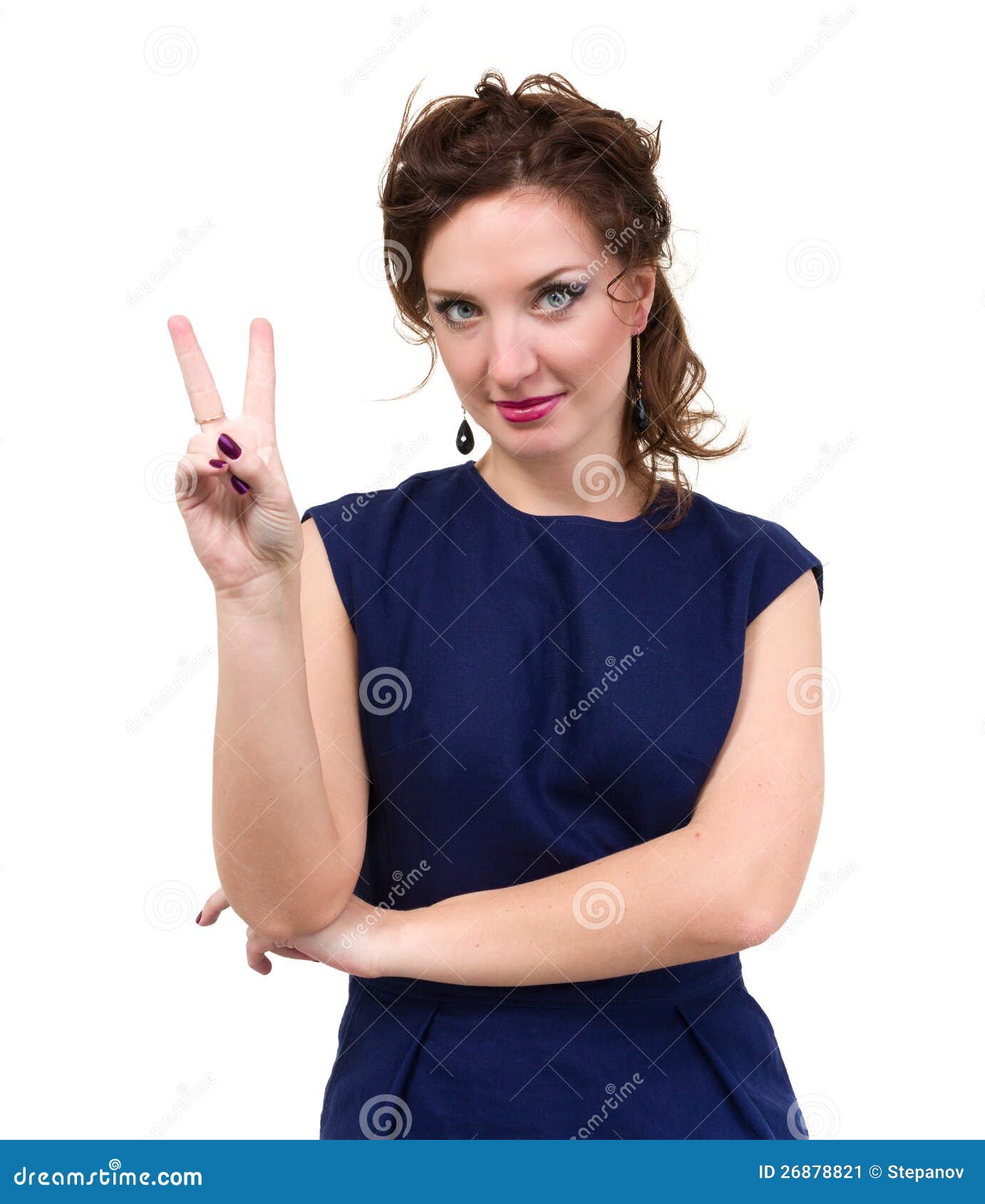 Young Woman Giving Peace Sign Stock Image - Image of girl, person: 26878821