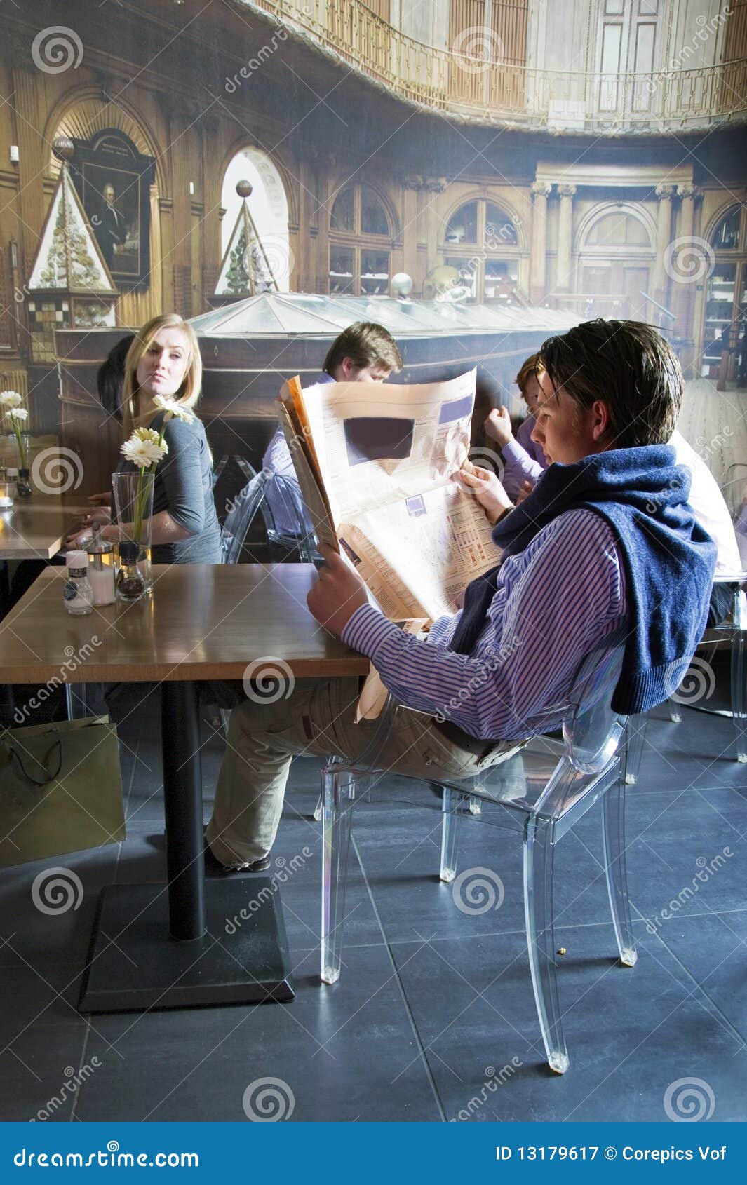 Young Woman Glancing at a Reading Neighbour Stock Image - Image of ...