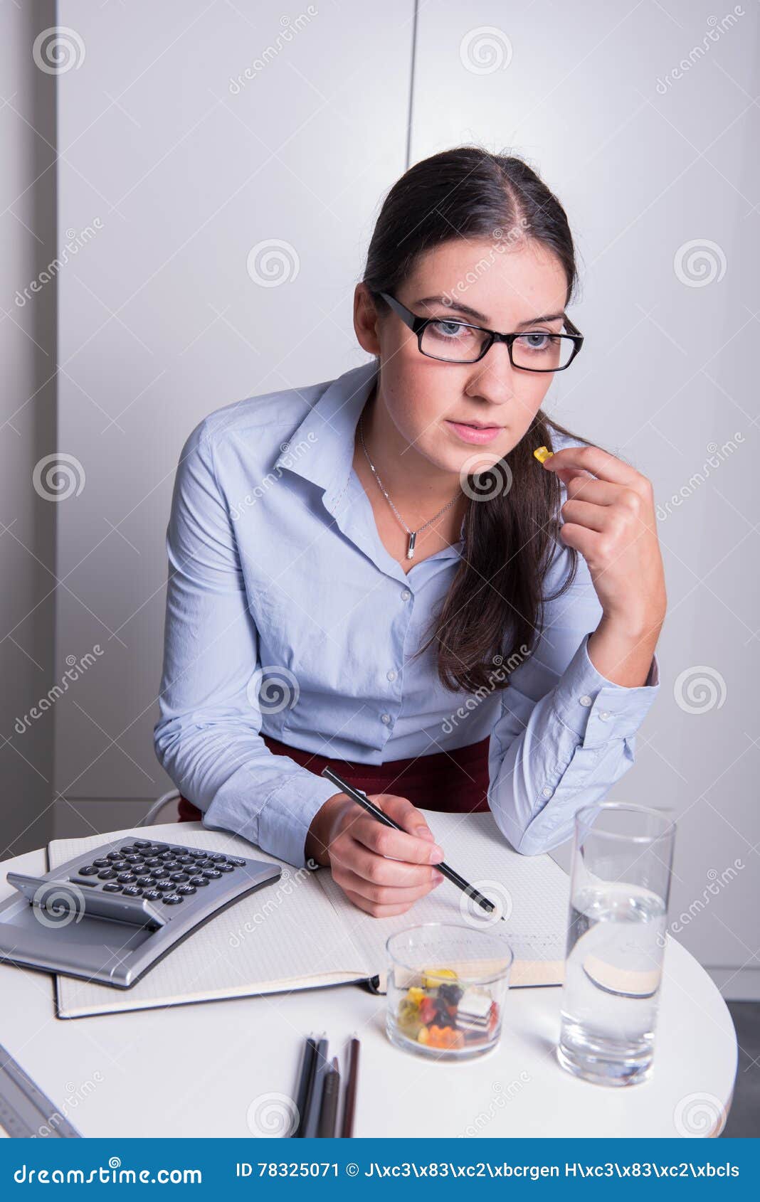 Young Woman with Glasses is Thinking Over New Ideas Stock Image - Image ...