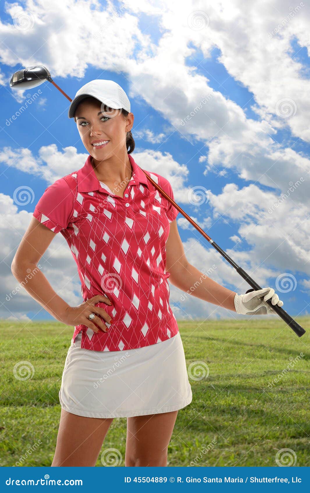 Young Woman on Golf Course stock image. Image of portrait - 45504889