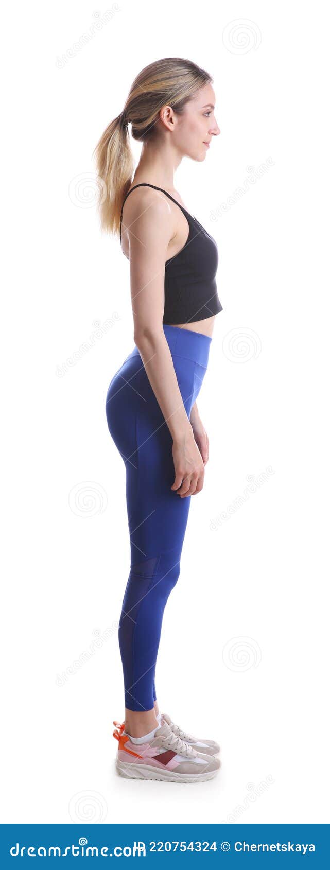 Young Woman with Good Posture on White Stock Photo - Image of ...