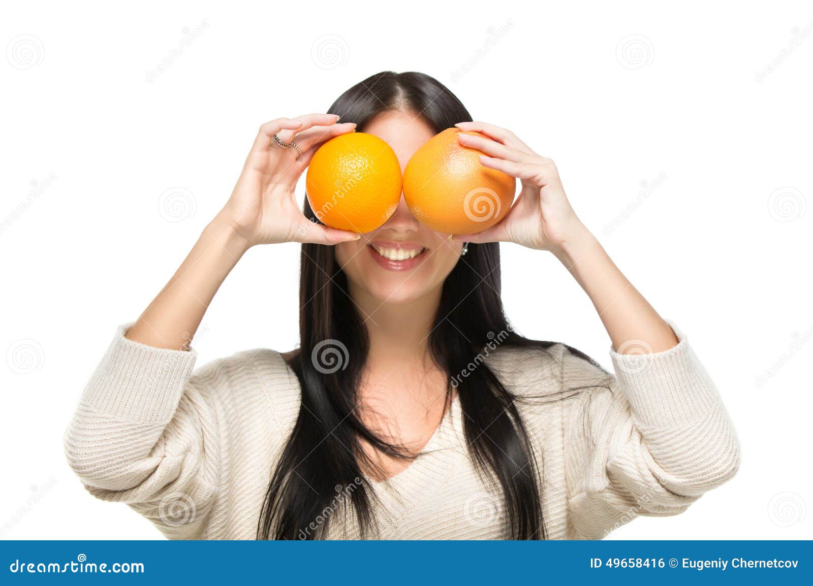 Young Woman with Grapefruit Studio Portrait Stock Photo - Image of girl ...