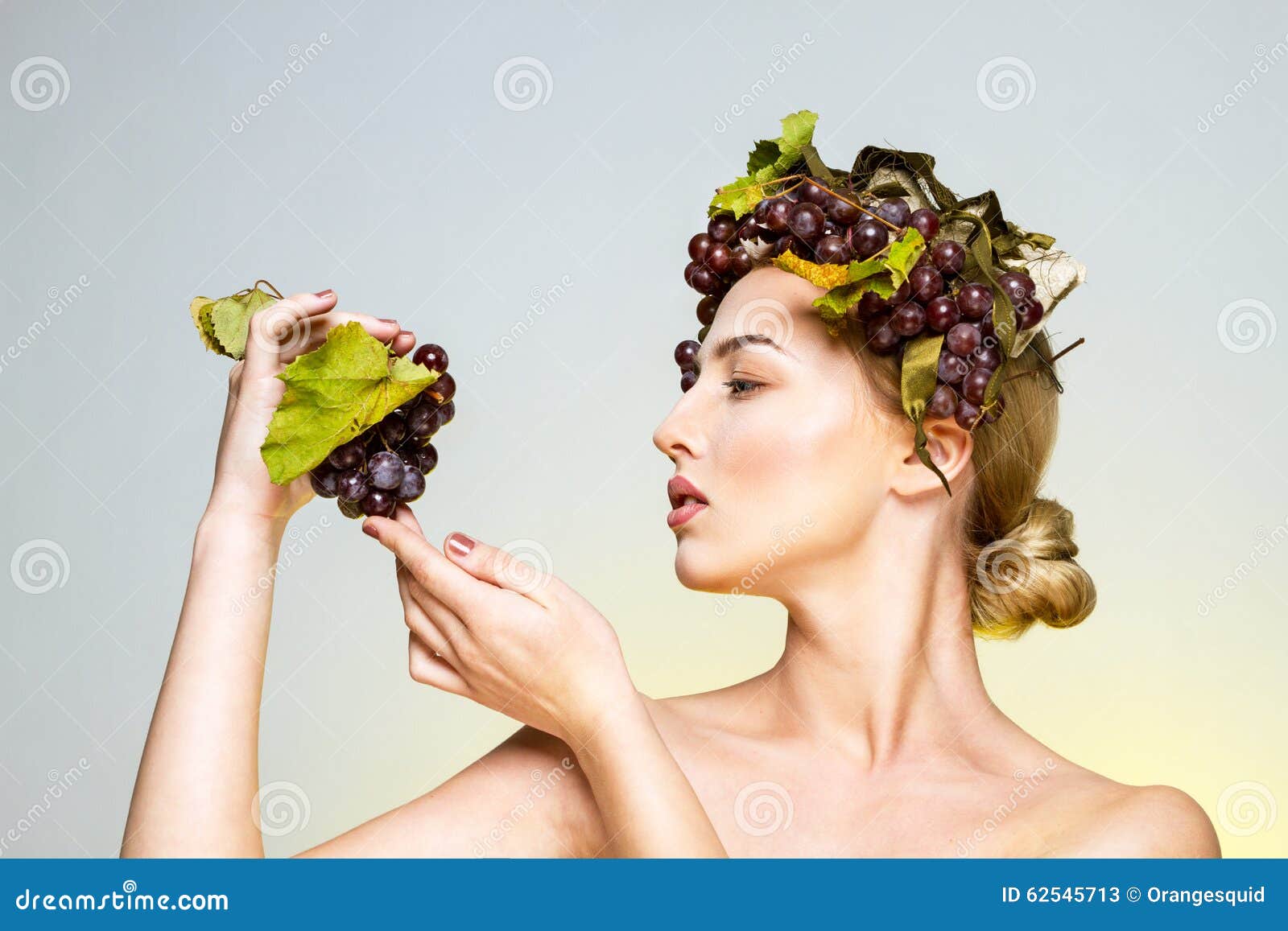 Young woman with grapes stock image. Image of elastic - 62545713