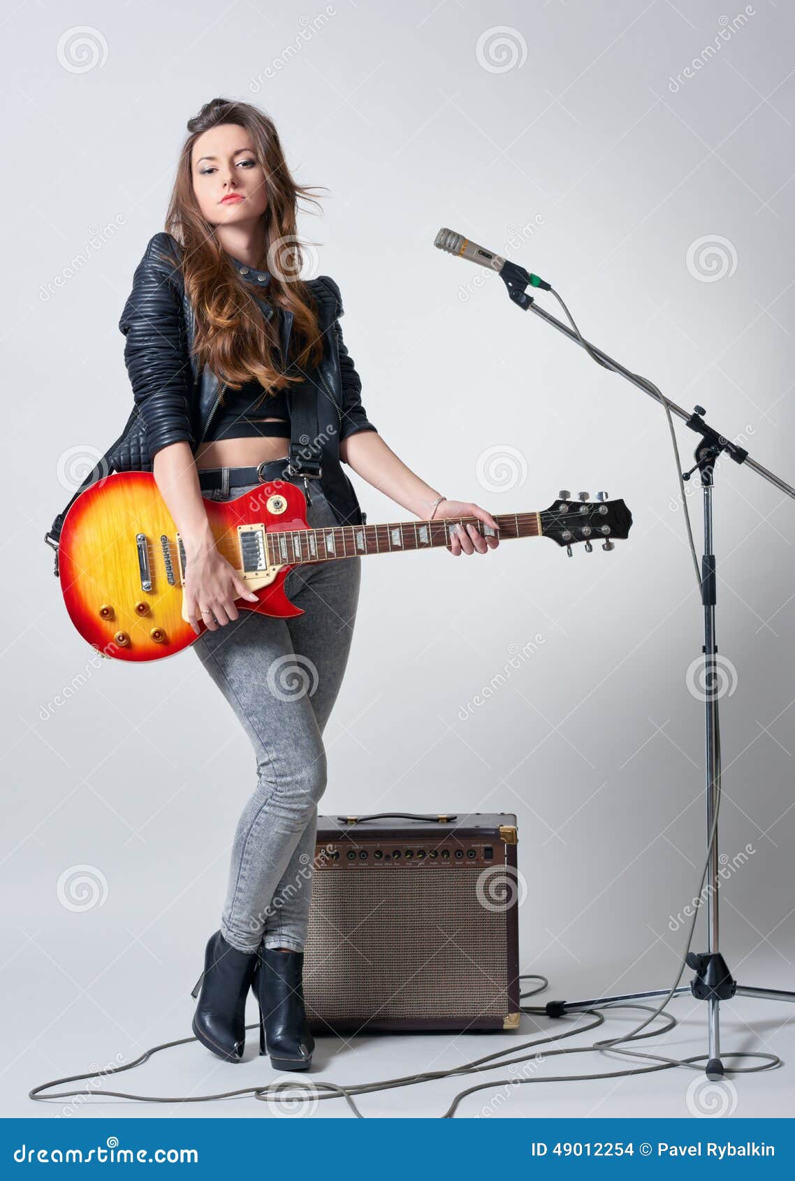 Young Woman with Guitar in Her Hand Stock Photo - Image of arts ...