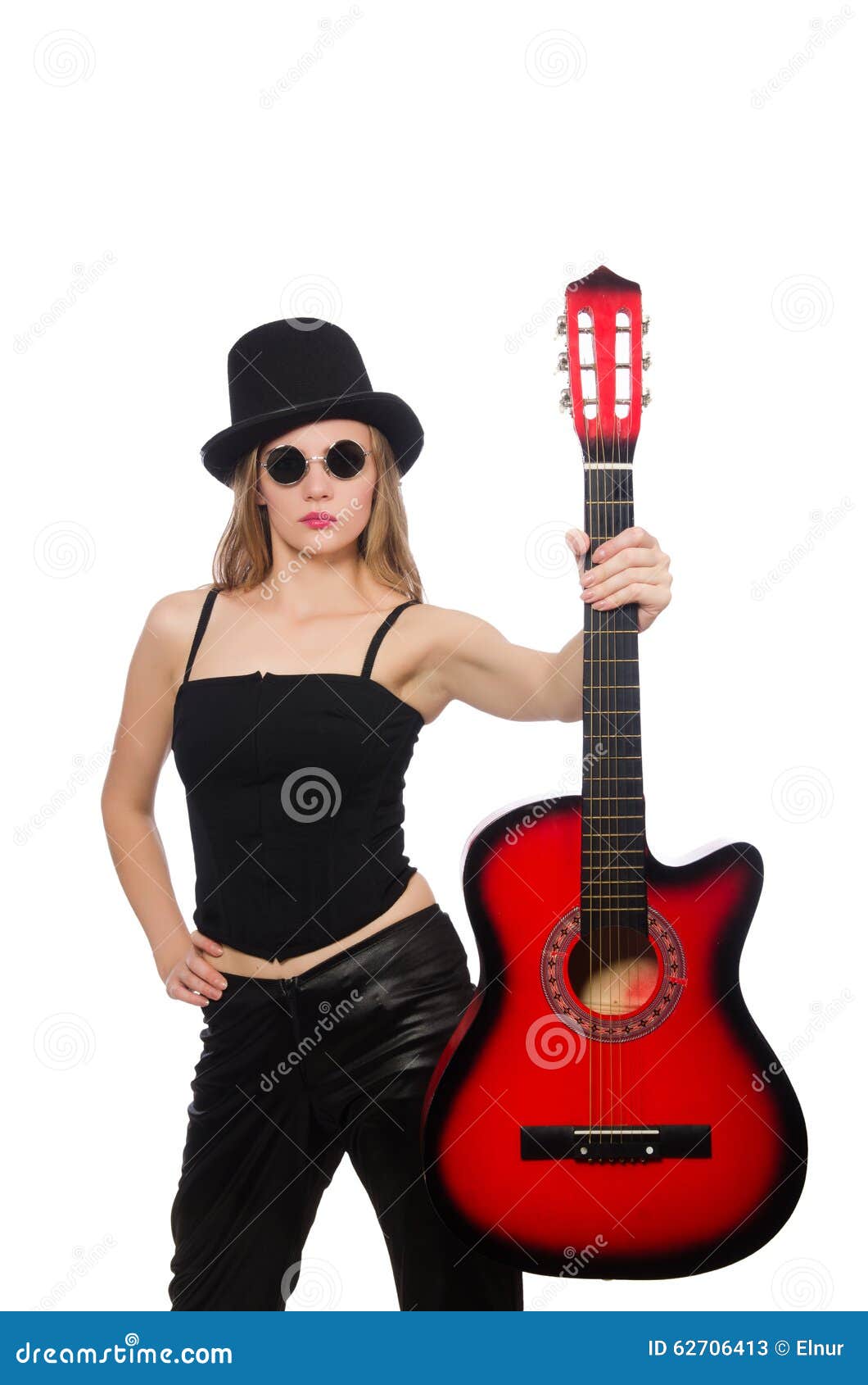 Woman Guitar Black And White Royalty-Free Stock Photography ...