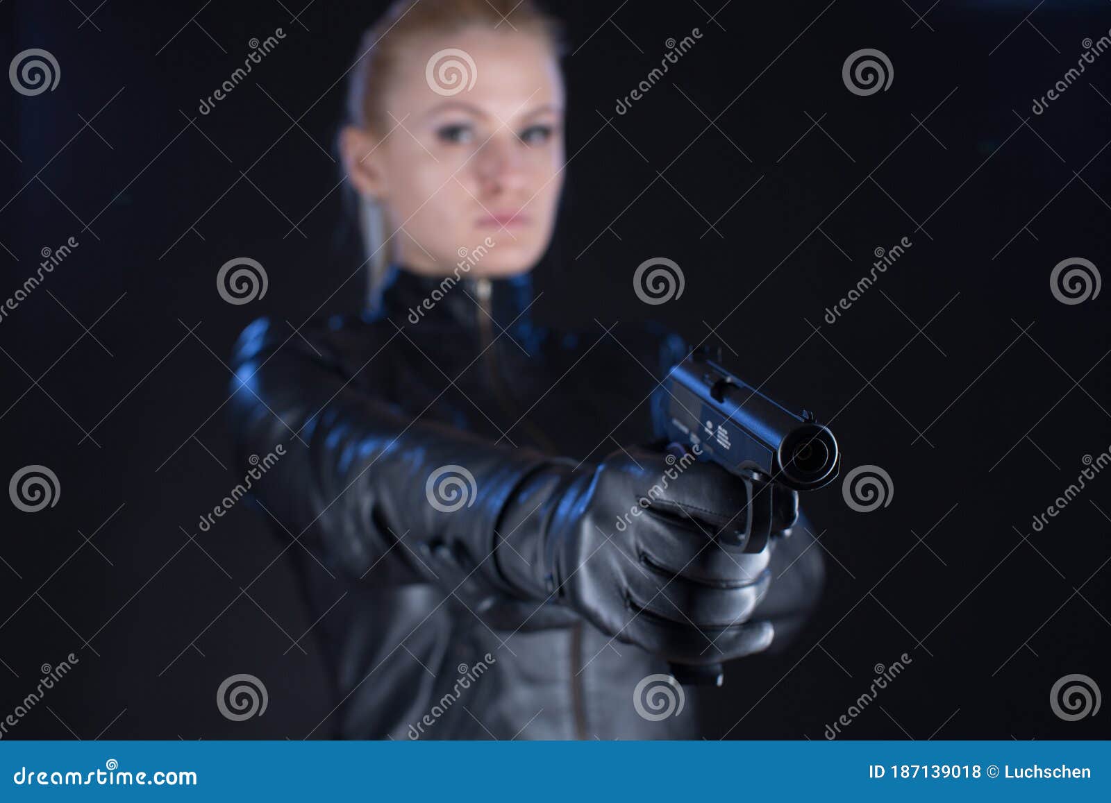 Young Woman with Gun Young Woman with Gun Stock Photo - Image of girl ...