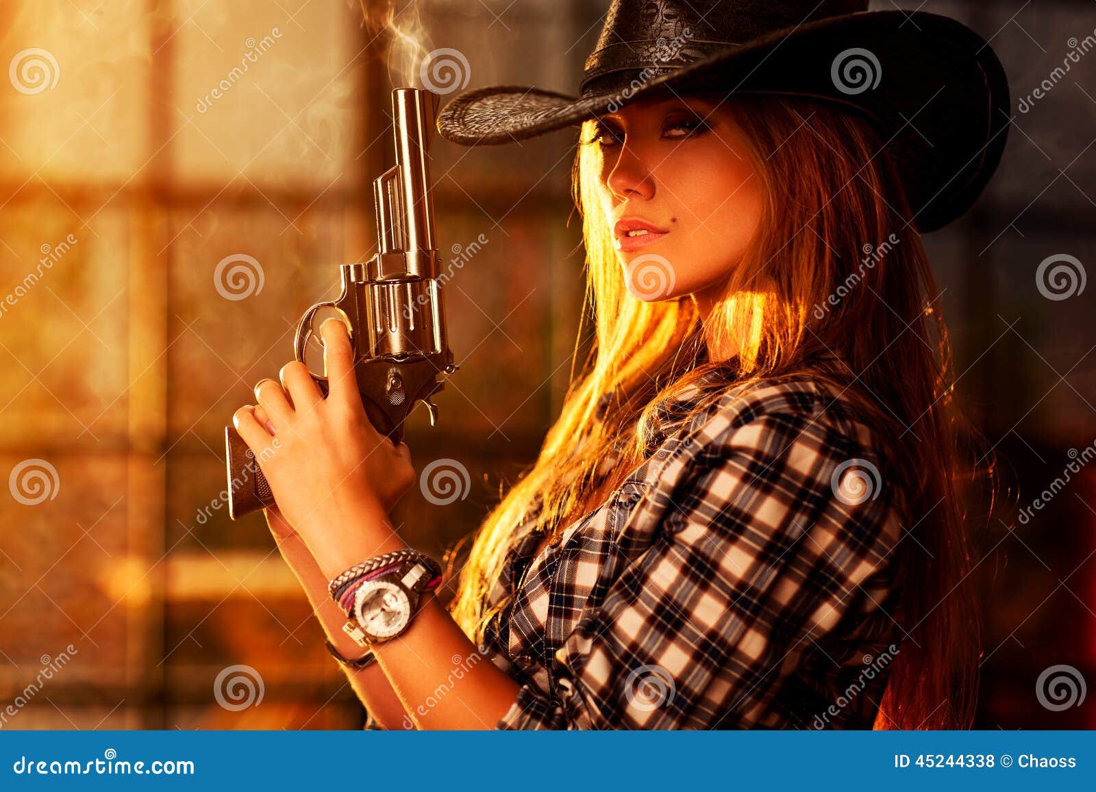 Young woman with gun stock photo. Image of pretty, people - 45244338