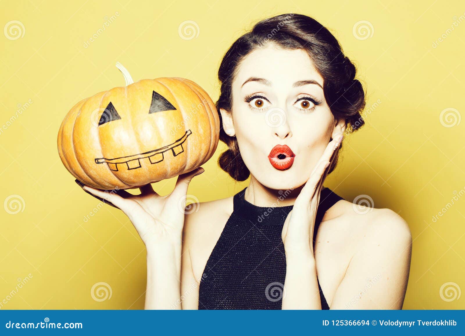 Young Woman with Halloween Pumpkin Stock Photo - Image of yellow ... Young Woman with Halloween Pumpkin Stock Photo - Image of yellow ...